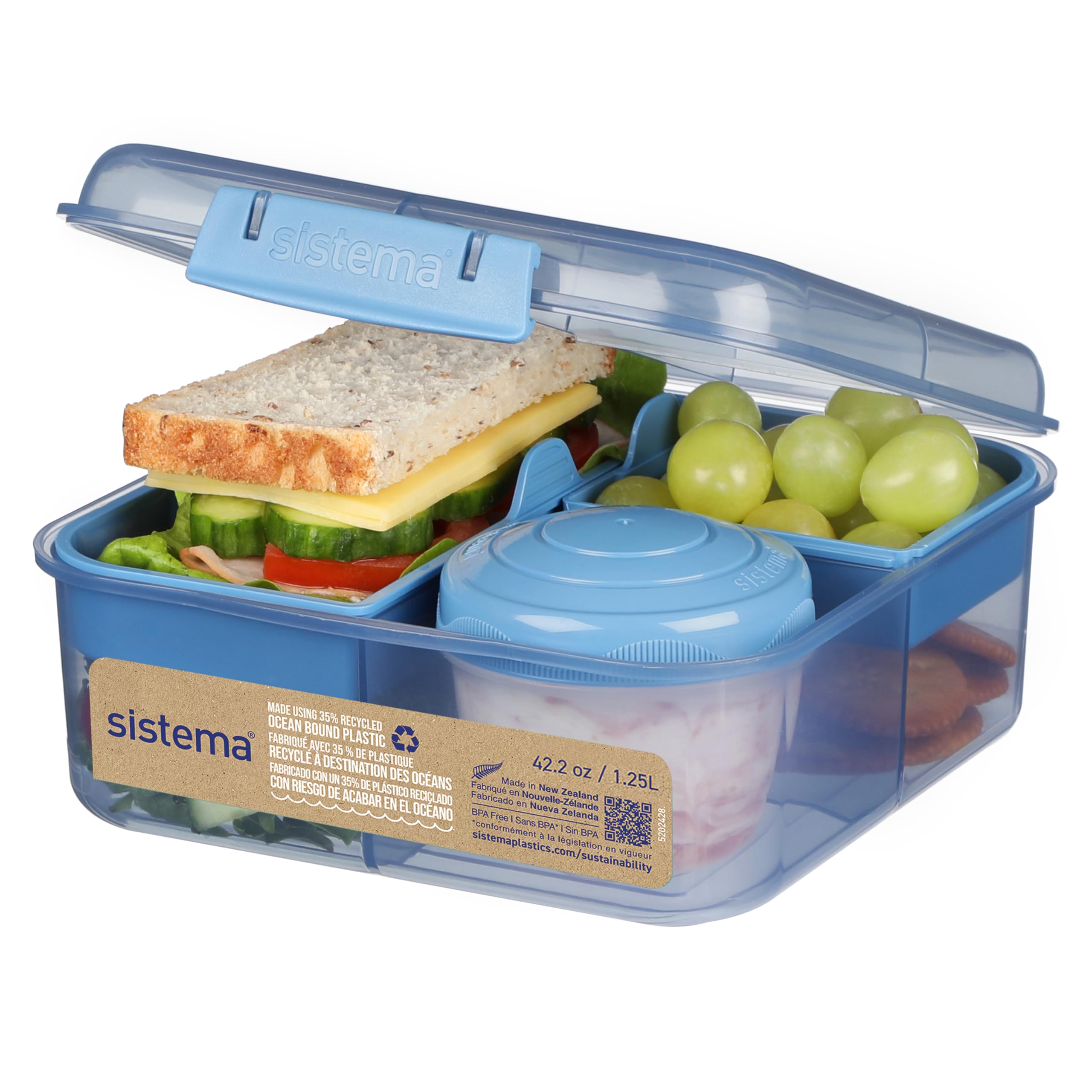 Sistema Ocean Bound Plastic Bento Box Cube | 1.25L Square Lunch Box ...