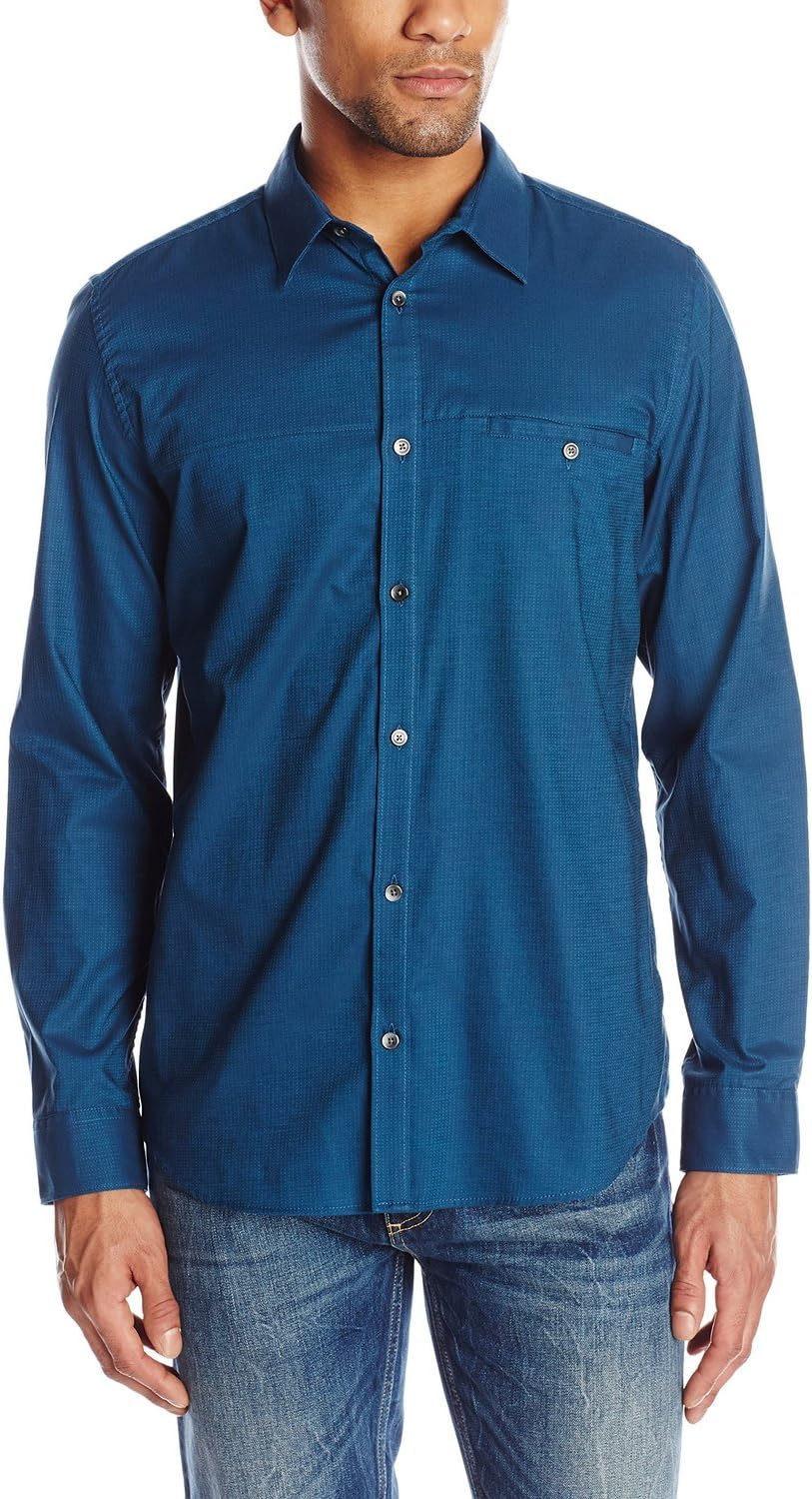 Calvin Klein Sportswear Men's Twill Dotted Dobby Long Sleeve Woven ...