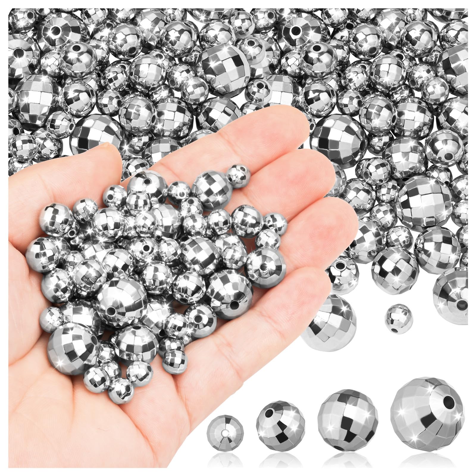 Amazon.com: HFKPJRT 150 PCS Disco Ball Beads, 4 Sizes Mirrorball Disco ...