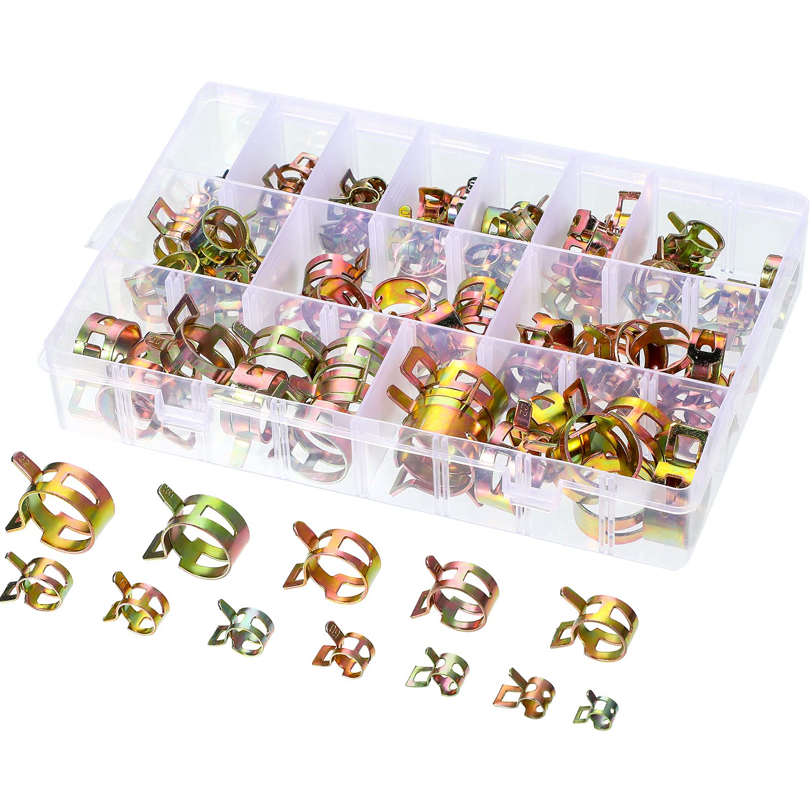 Buy 120 Pieces 6-22 mm Spring Band Clamp Fuel Line Silicone Vacuum Hose ...