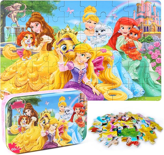 Amazon.com: MZZOTOY Princess Puzzles for Kids Ages 4-8, 60 Pieces for ...