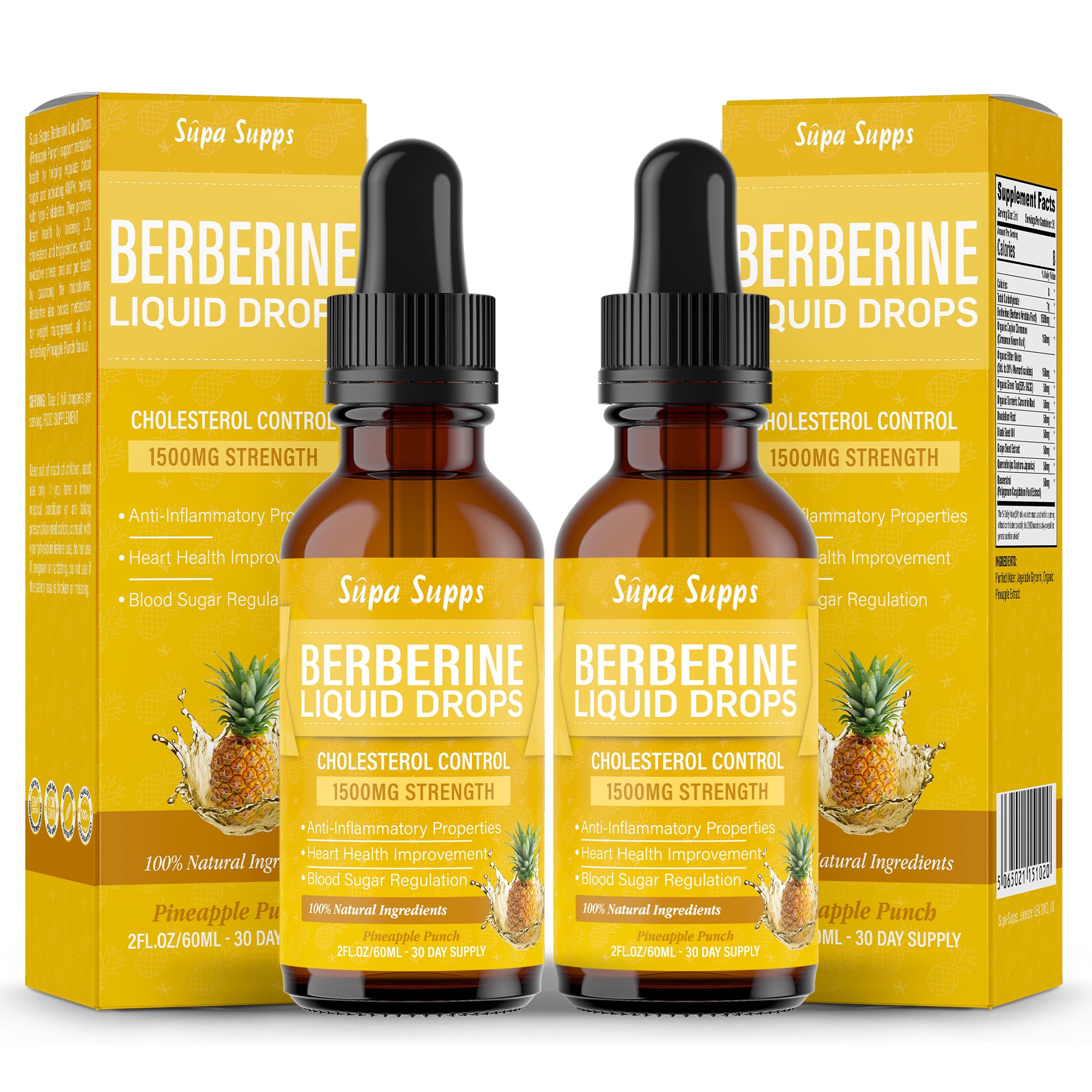 Berberine Liquid Drop - 120ml Pack of 2 | Berberine Supplement High ...