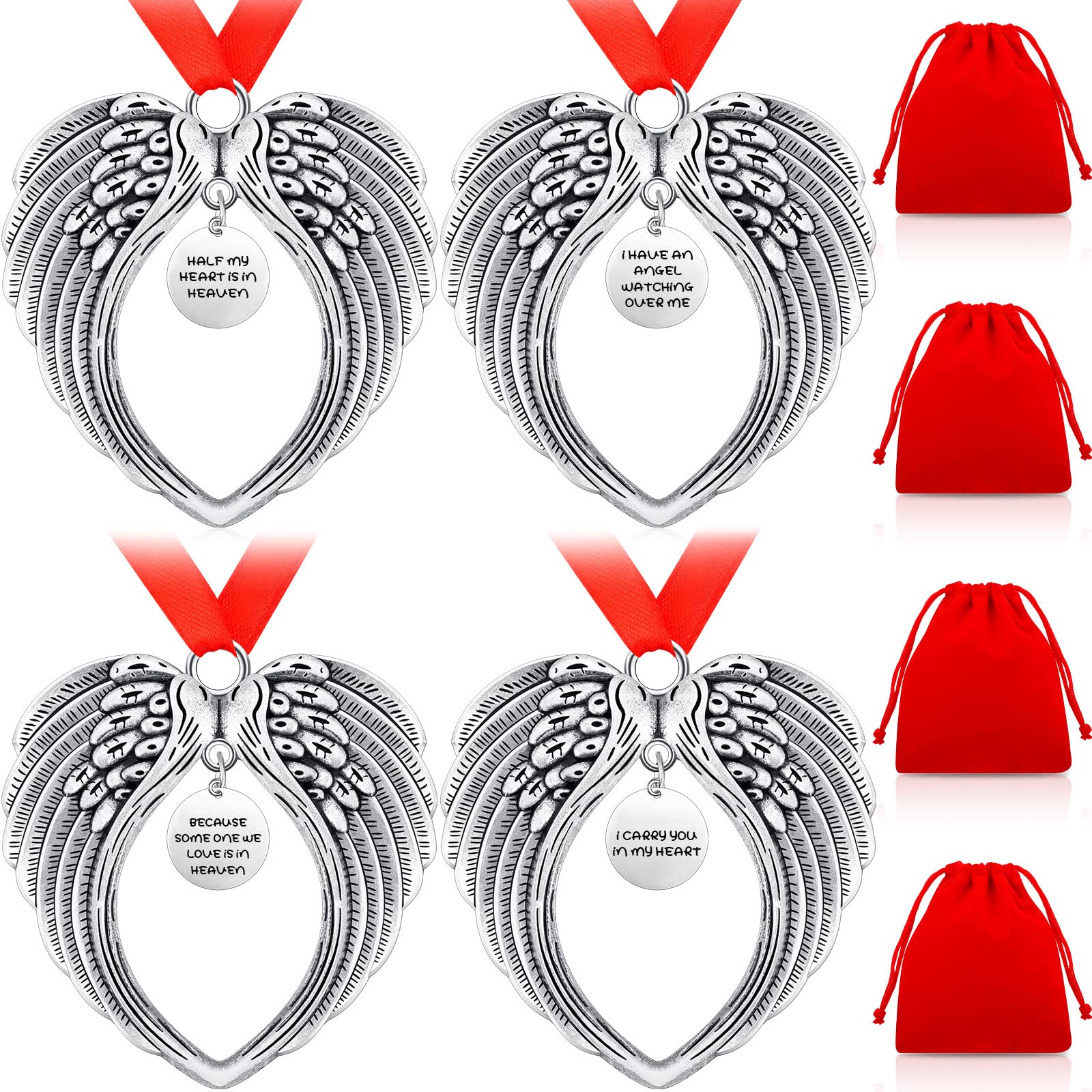 Amazon.com: 4 Pcs Angel Christmas Ornament Memorial Angel Ornaments ...