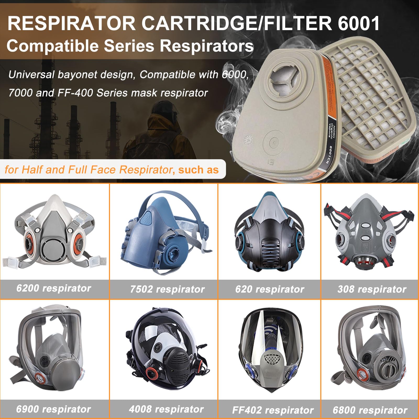 Respirator Filter 10 Pairs 6001 Filter Cartridges For Respirator, s ...