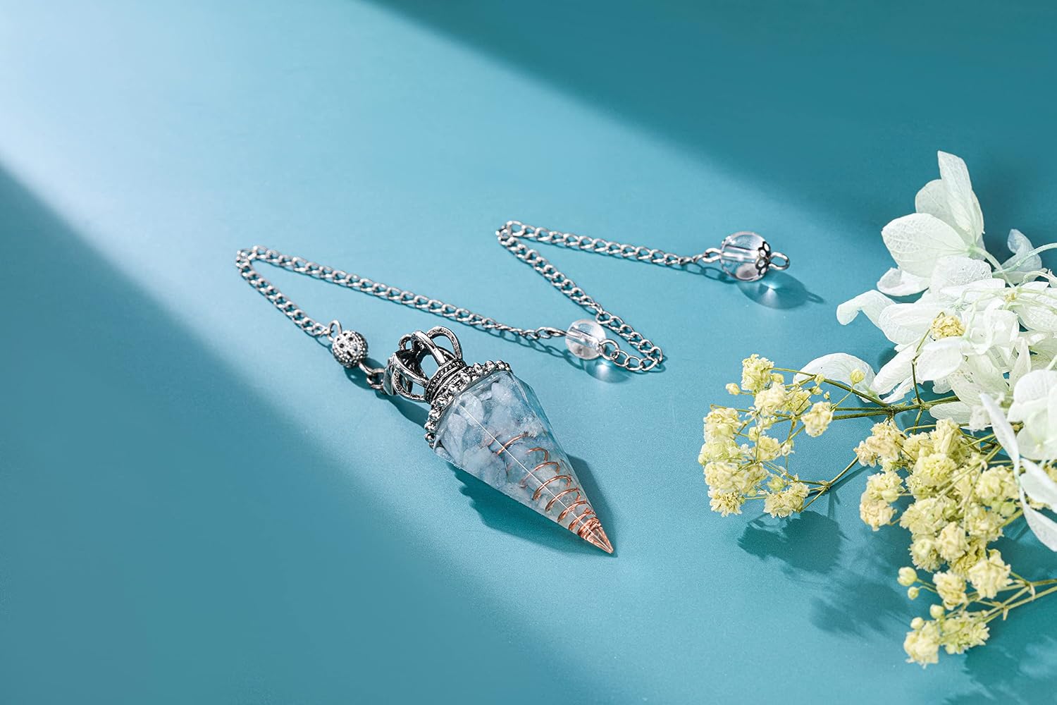Jovivi Natural Aquamarine Crystal Pendulums for Divination Dowsing 6 ...