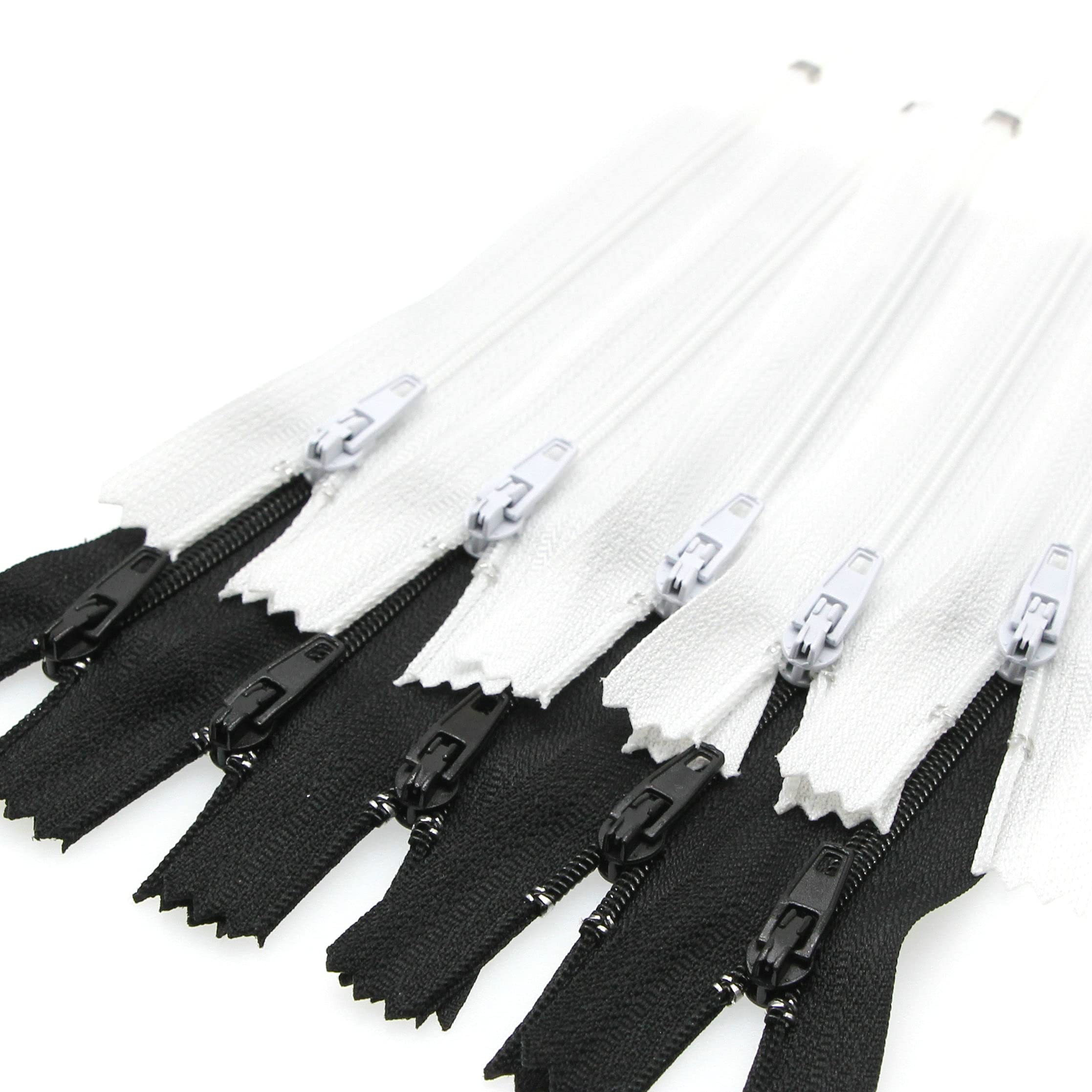 Amazon.com: 3# 5 inch Nylon Zipper for Sewing Craft Black&White Zipper ...