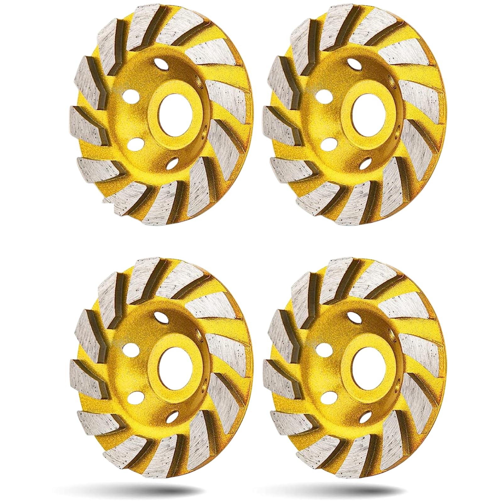 4 Pcs Turbo Row Diamond Grinding Cup Wheel, Concrete Turbo Cup Disc ...