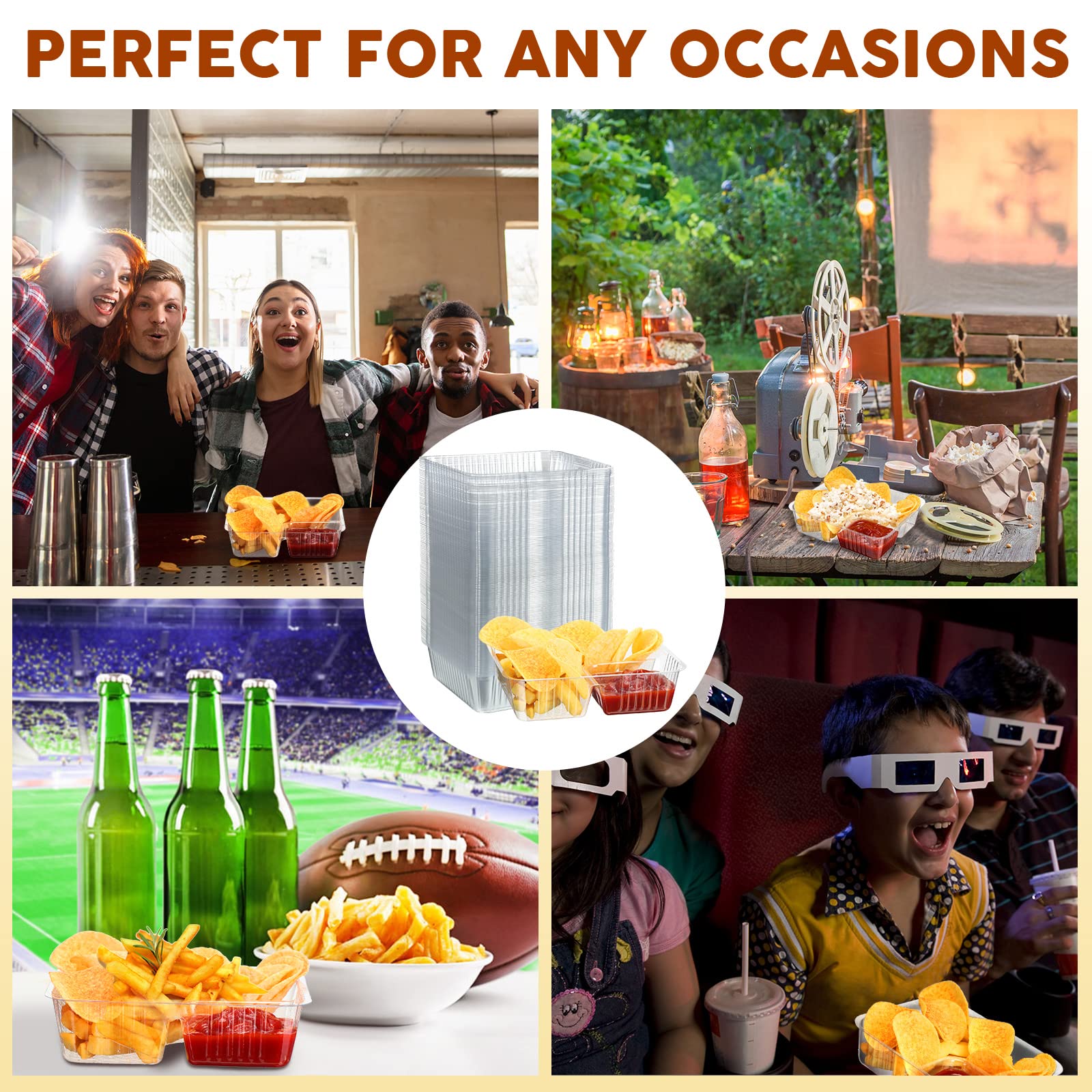 Snapklik.com : 300 Pcs 22oz Nacho Trays Disposable 2 Compartment Food ...