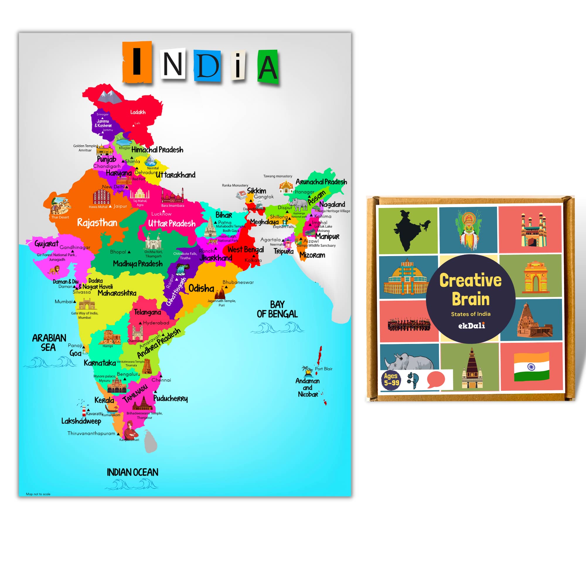Ekdali India With State Capitals Educational Toy And Learning Aid ...