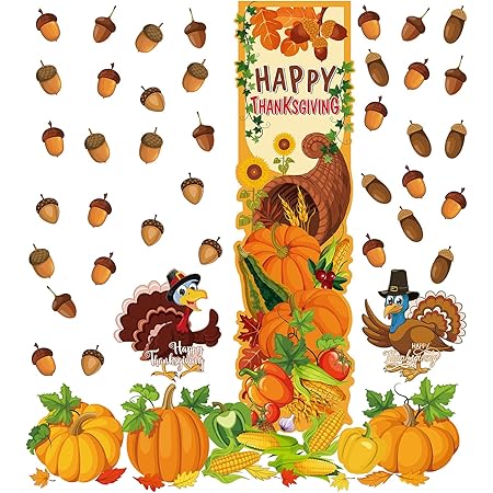 Amazon.com: B1ykin 78Pcs Thanksgiving Thankful Hands Turkey Bulletin ...