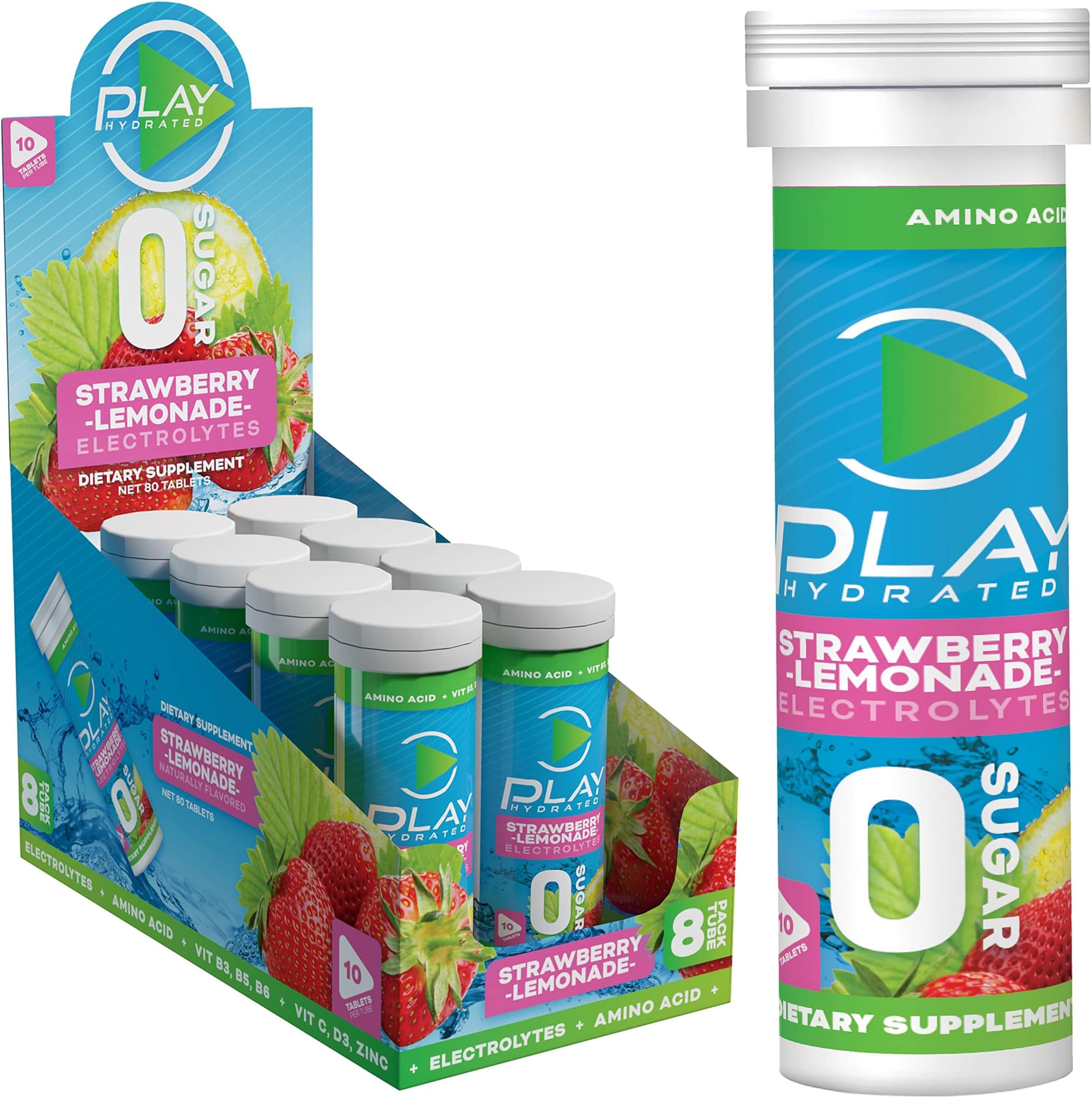 Amazon.com: Play Hydrated Electrolyte Tablets - Natural & Sugar-Free ...