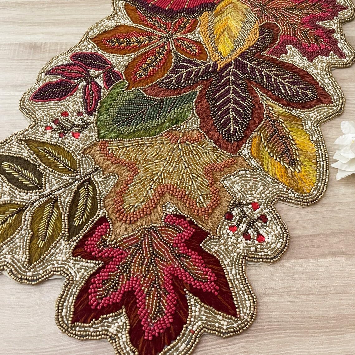 Amazon.com: Handmade Table Runner, Maple Leaf Bead Runner, 13x36inch ...