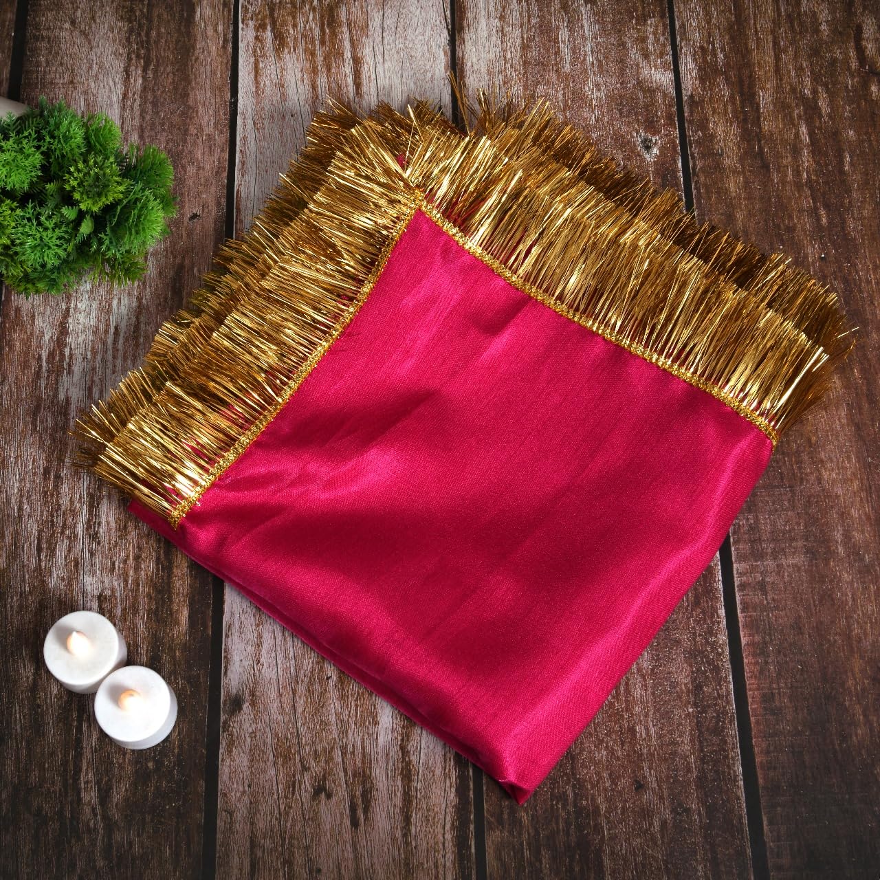 SEER Square Pooja Room Decoration Item White Silk Satin Altar Cloth, 1 ...