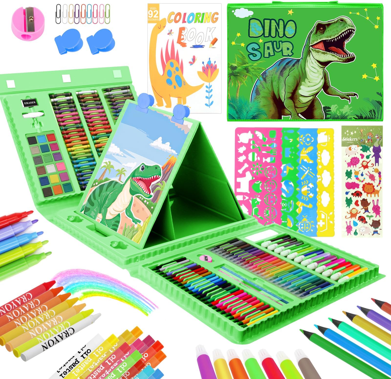 TCJJ 208Pcs Dinosaur Art Set For Kids, boys Drawing Set With dinosaur ...