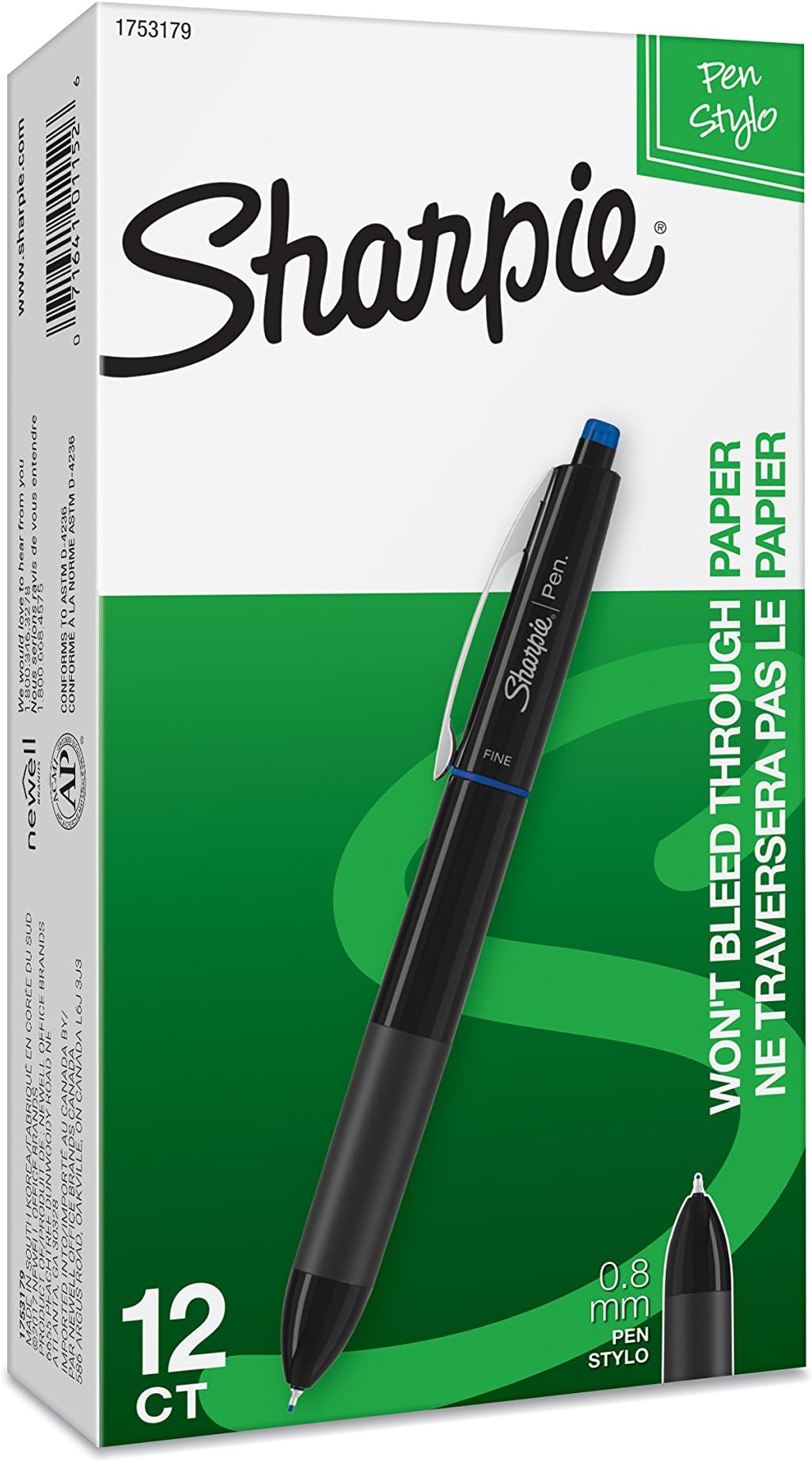 Amazon.com : SHARPIE Retractable Pens, Fine Point (0.8mm), Blue, 12 ...