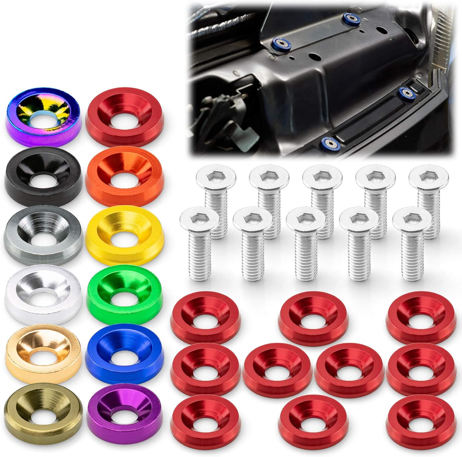 Amazon.com: EZAUTO WRAP 10pcs Neo Chrome Billet Aluminum Fender Bumper ...