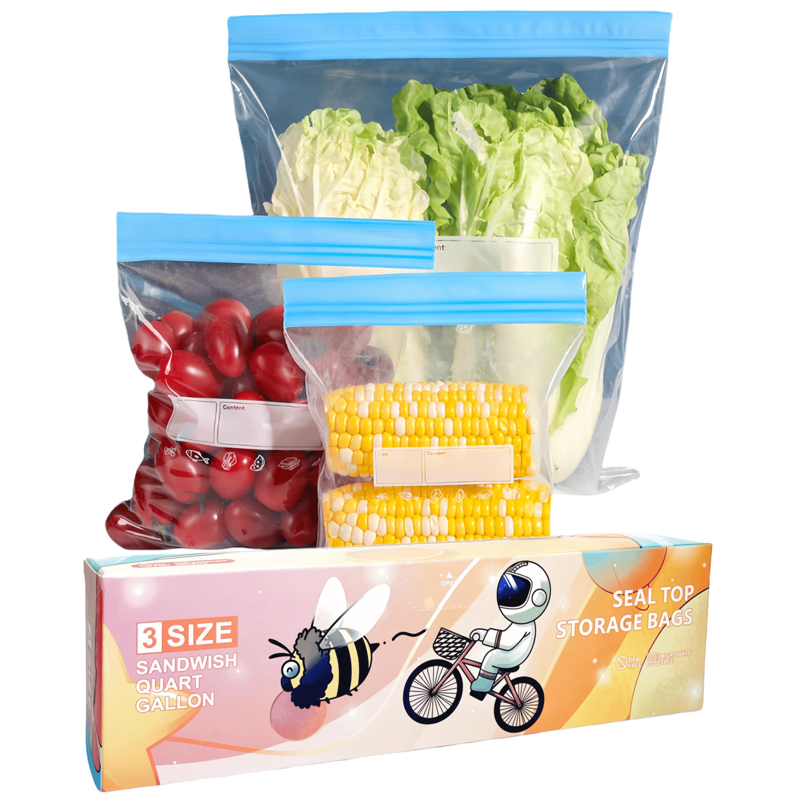 YUNKIDAGLOBAL 70 Pcs Food Storage Freezer Bags,Reusable Sandwich Bags ...