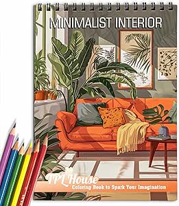 Amazon.com: TPLHOUSE Minimalist Interior Coloring Book Spiral Bound for ...
