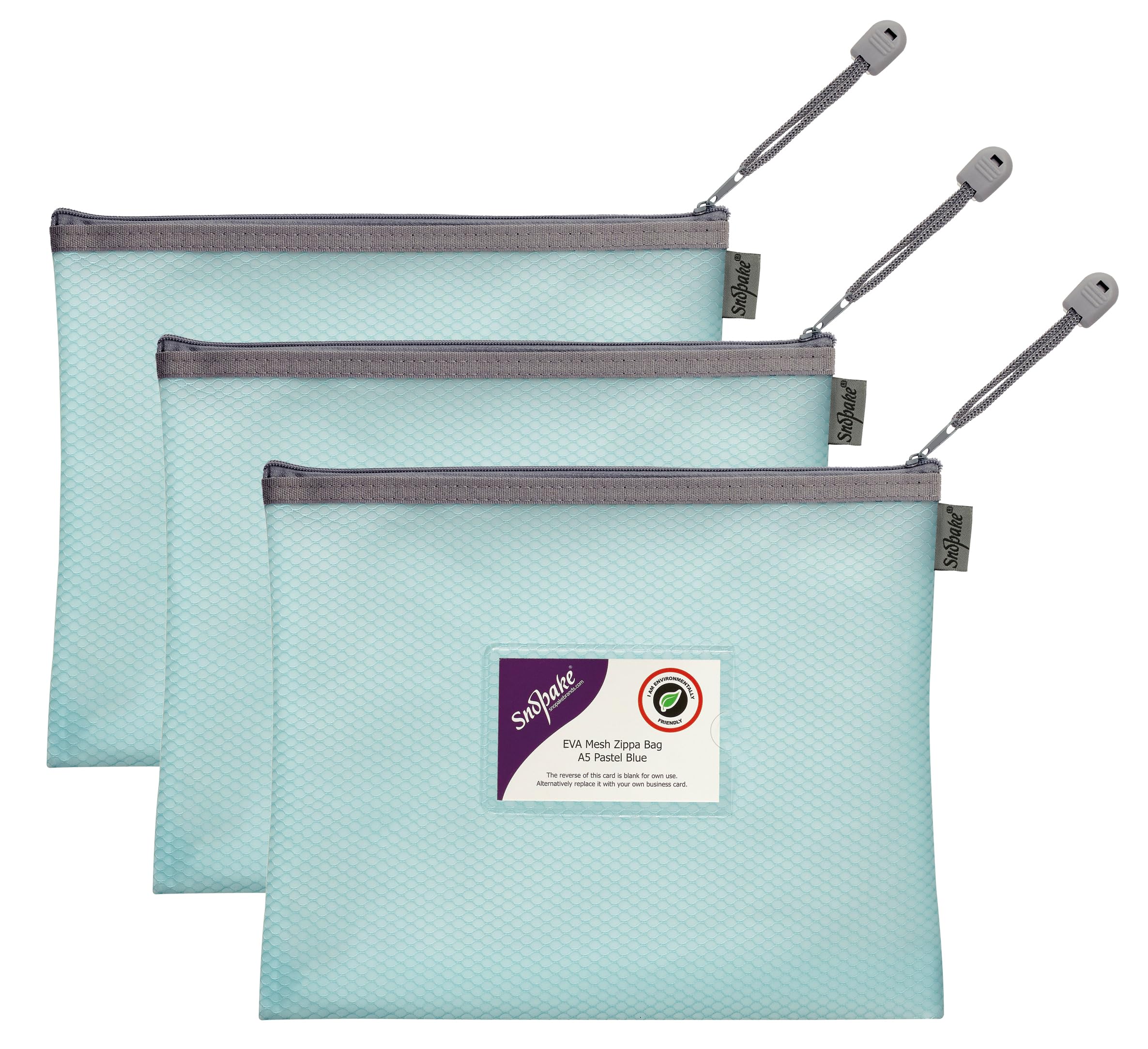 Snopake A5 High Capacity Pastel Blue EVA Mesh Zippa-Bag [Pack of 3] 240 ...