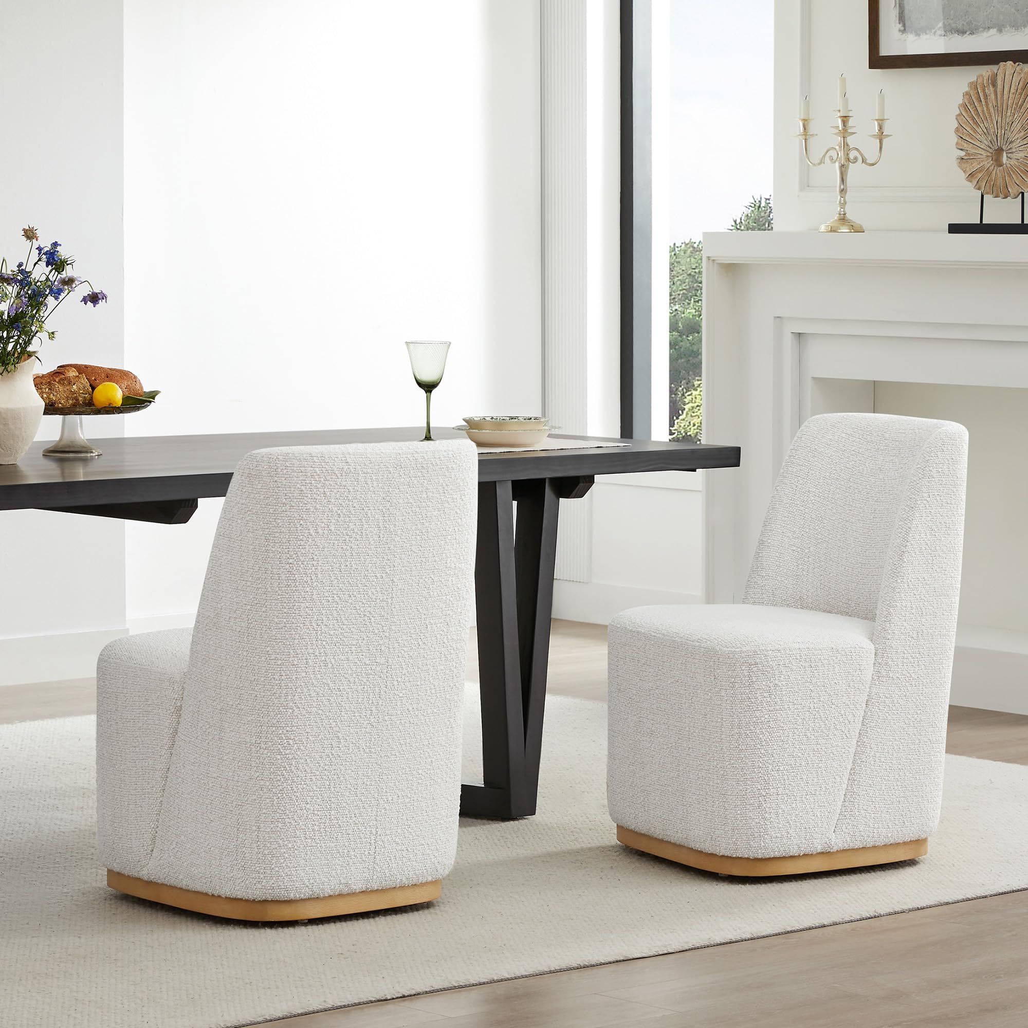 Amazon.com - KISLOT Upholstered Dining Chair with Casters Wingback ...