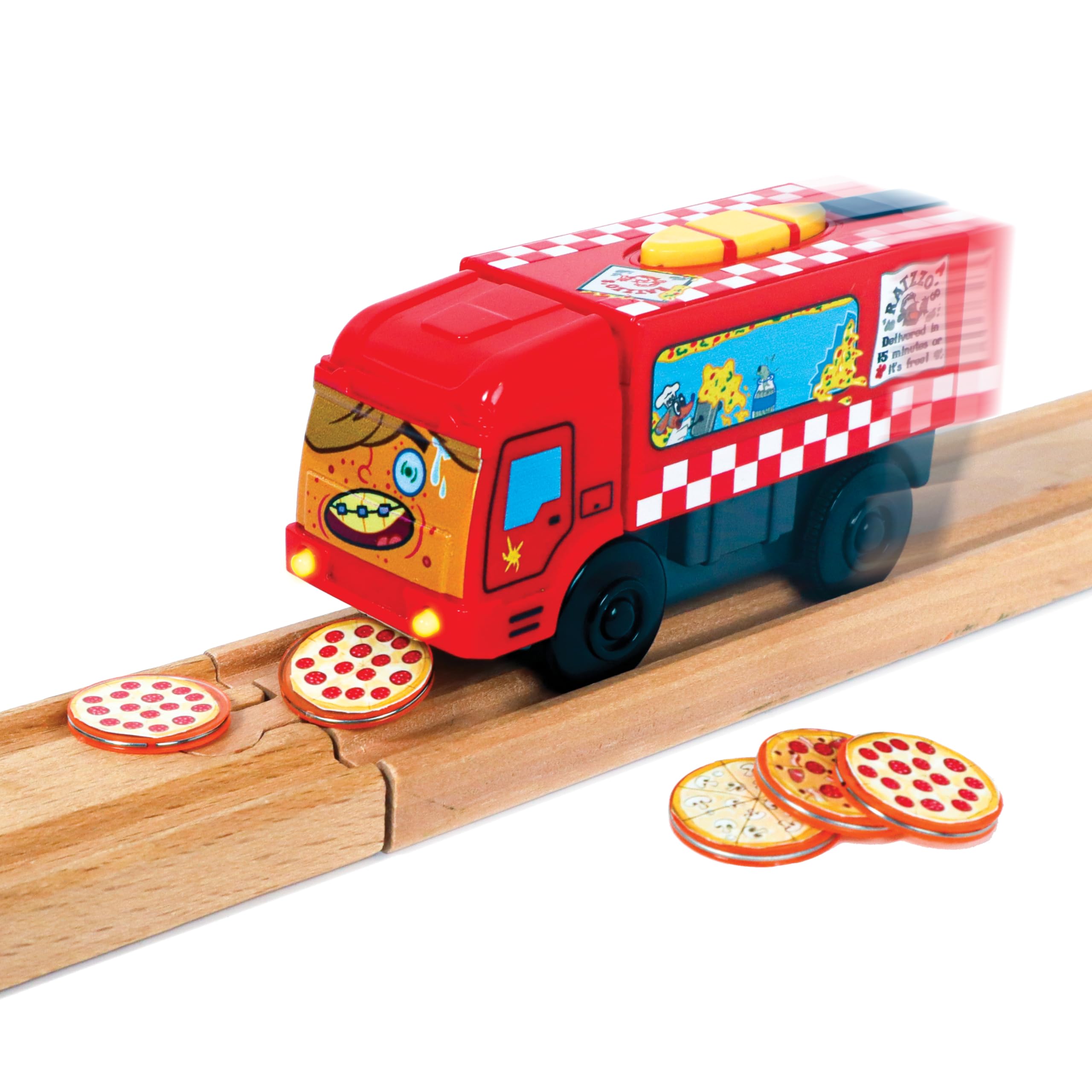 Amazon.com: ZANY TRAINS Pete-Za Motorized Train for Wooden Track ...