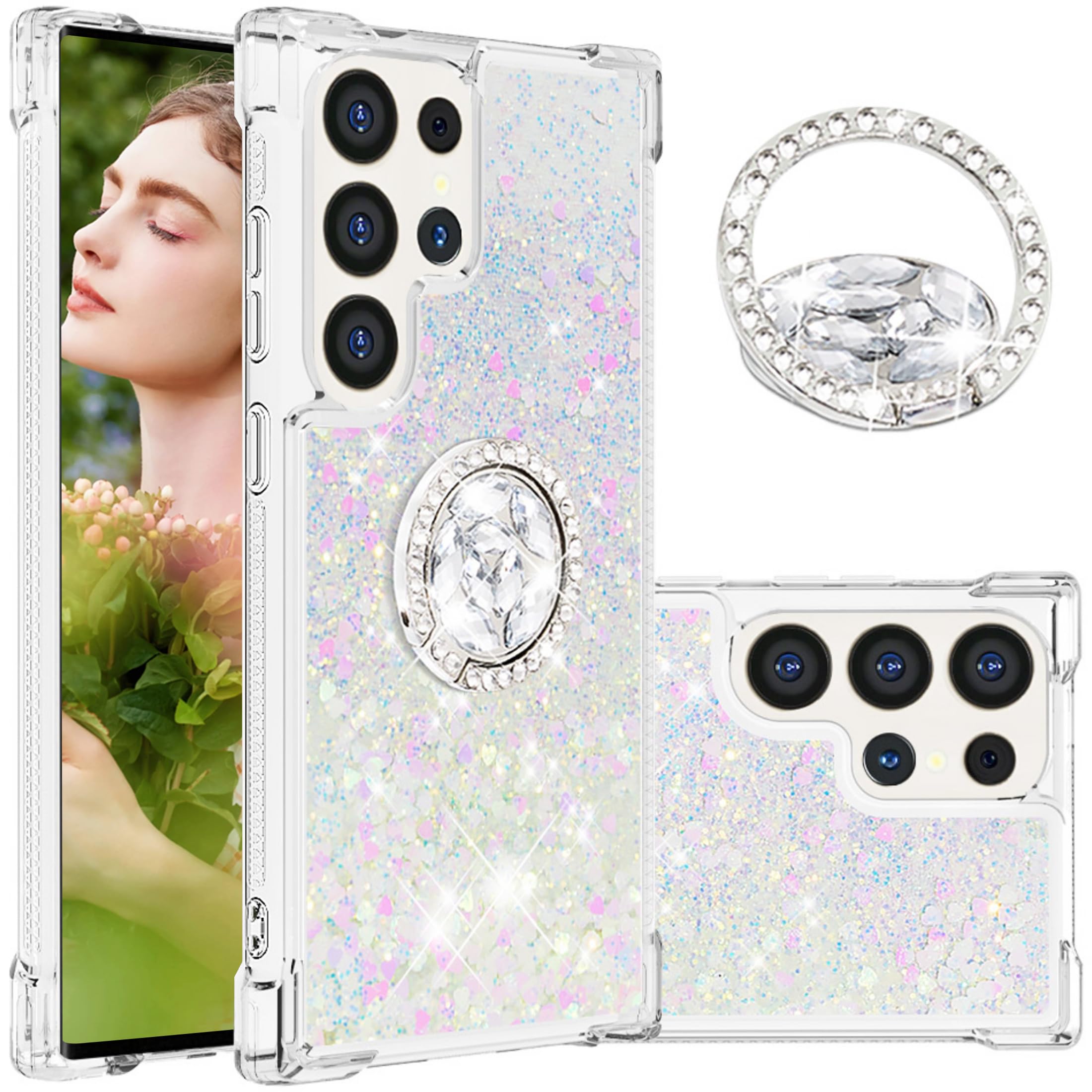 Snapklik.com : CCSmall Case For Samsung Galaxy S25 Ultra Glitter Case Clear For Women Girls ...