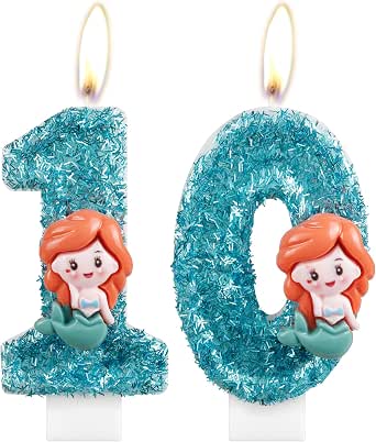 Amazon.com: iNINGER 10th Birthday Candles, Glitter Number 10 Candle for ...