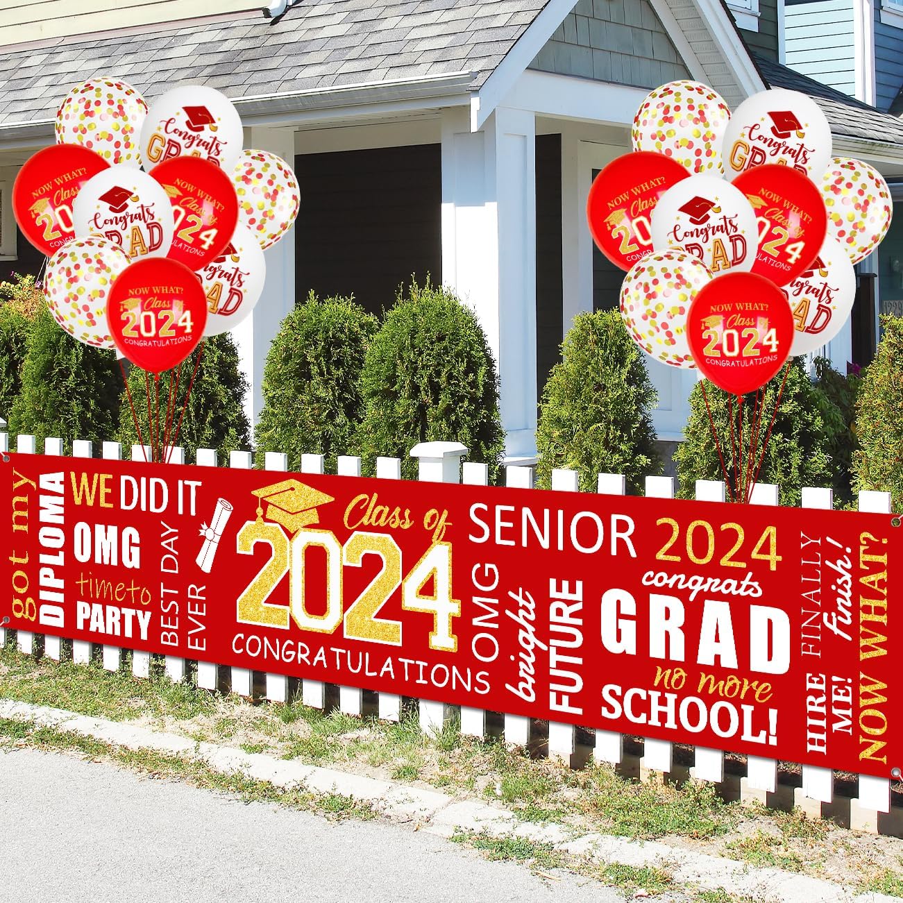Amazon.com: Graduation Party Decorations Red Class of 2025 Banner ...