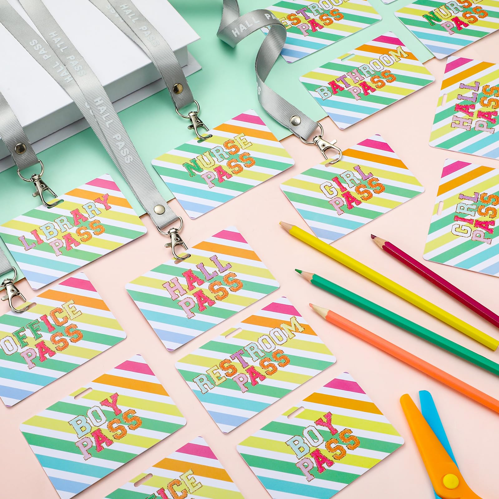 Snapklik.com : 16 Pcs PVC Hall Pass Lanyards Unbreakable Hall Passes ...