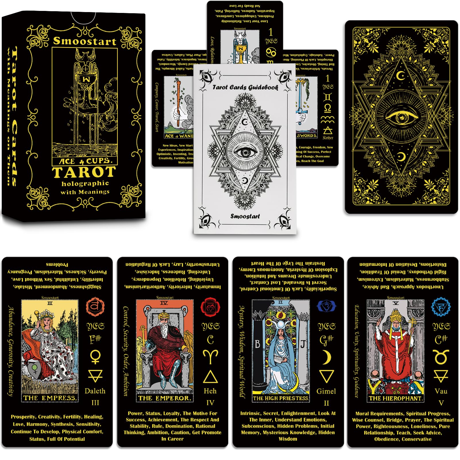 Amazon.com: Smoostart Tarot Cards with Meanings, Tarot Cards Deck with ...