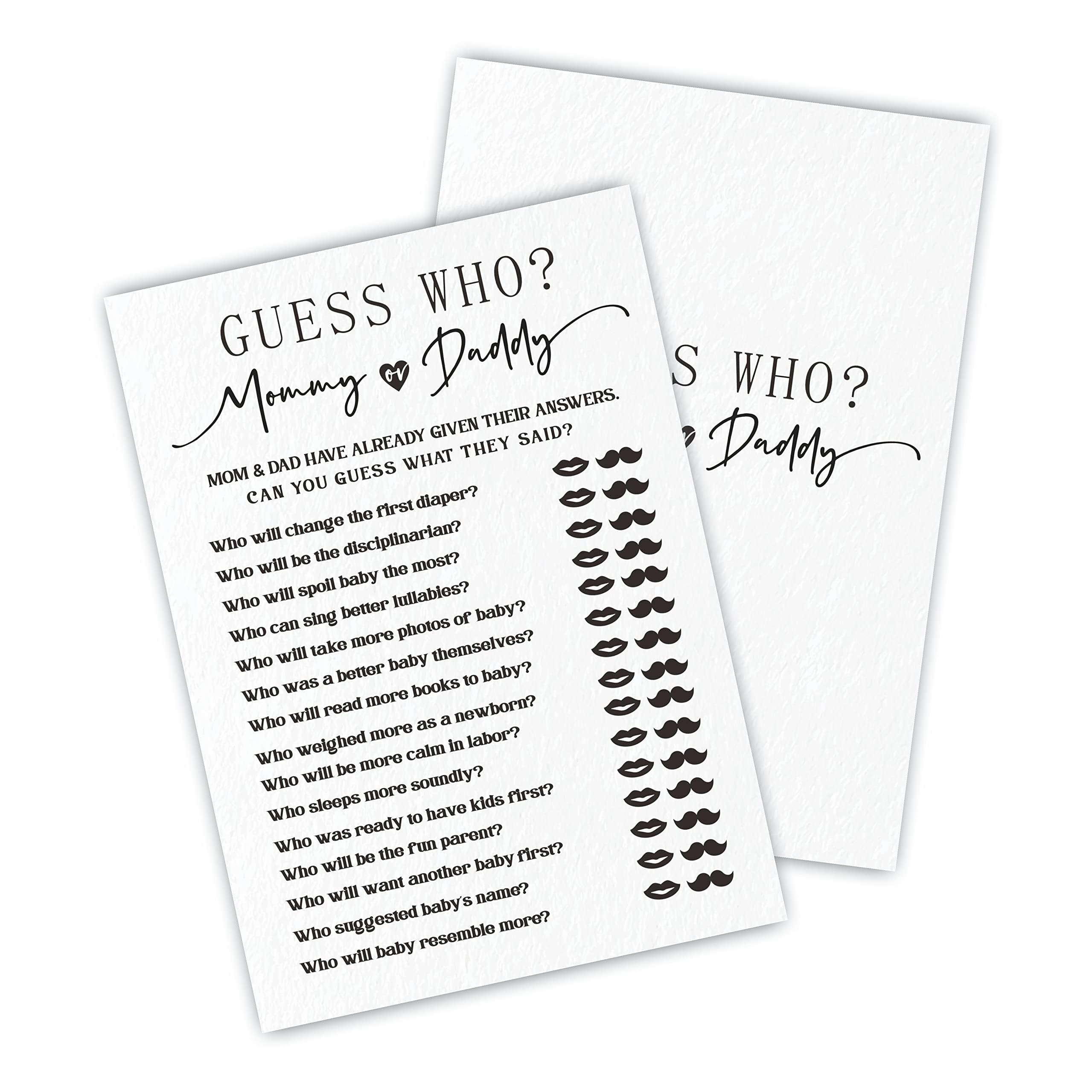 30 Guess Who? Game Cards For Baby Shower Game & Activity - 5"X7" Mommy ...