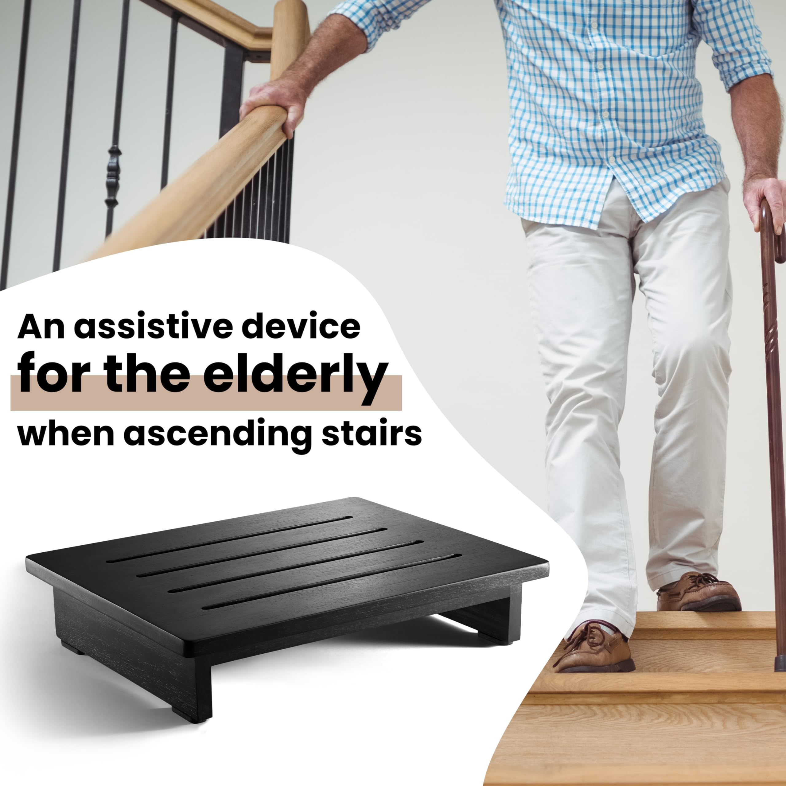 Tinamo One Step Stool for Adults 3.5" - Wooden Step Stools for Bed ...