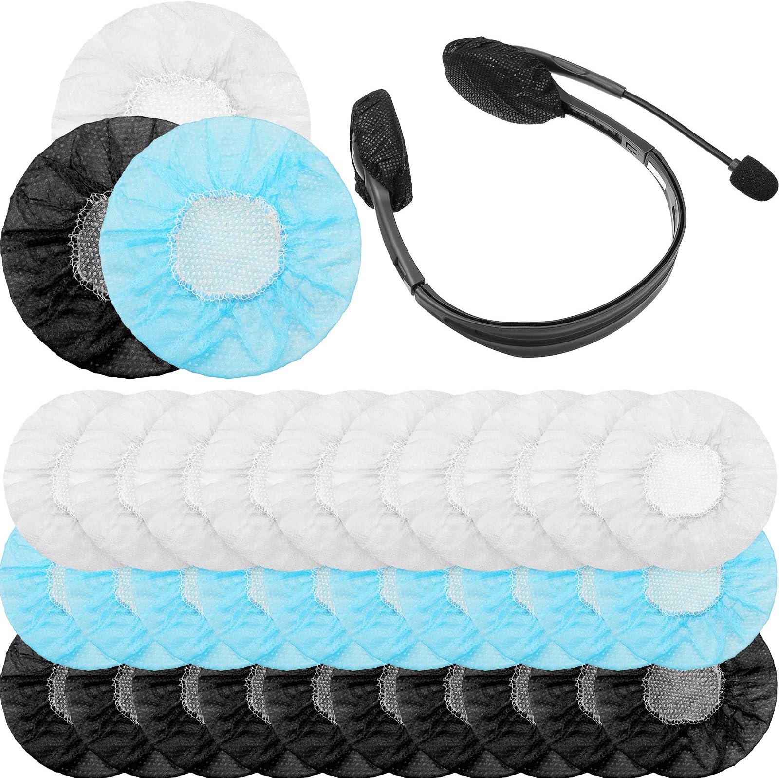 Amazon.com: Tvoip 100Pcs Black Non-Woven Sanitary Headphone Ear Cover ...