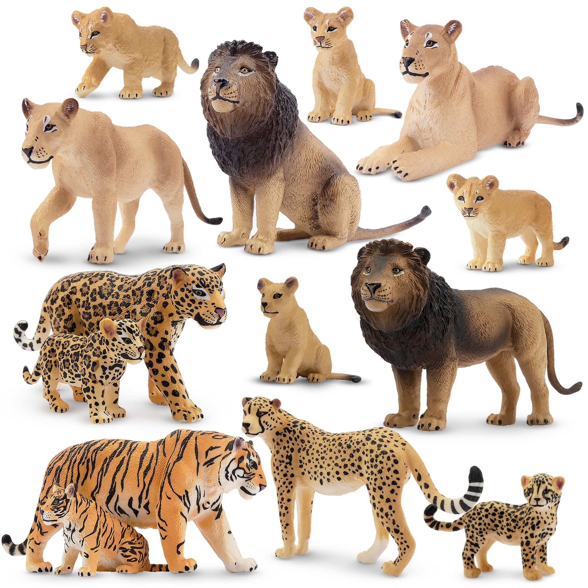 Amazon.com: Toymany 14PCS Realistic Jungle Animals Figurines Playset ...