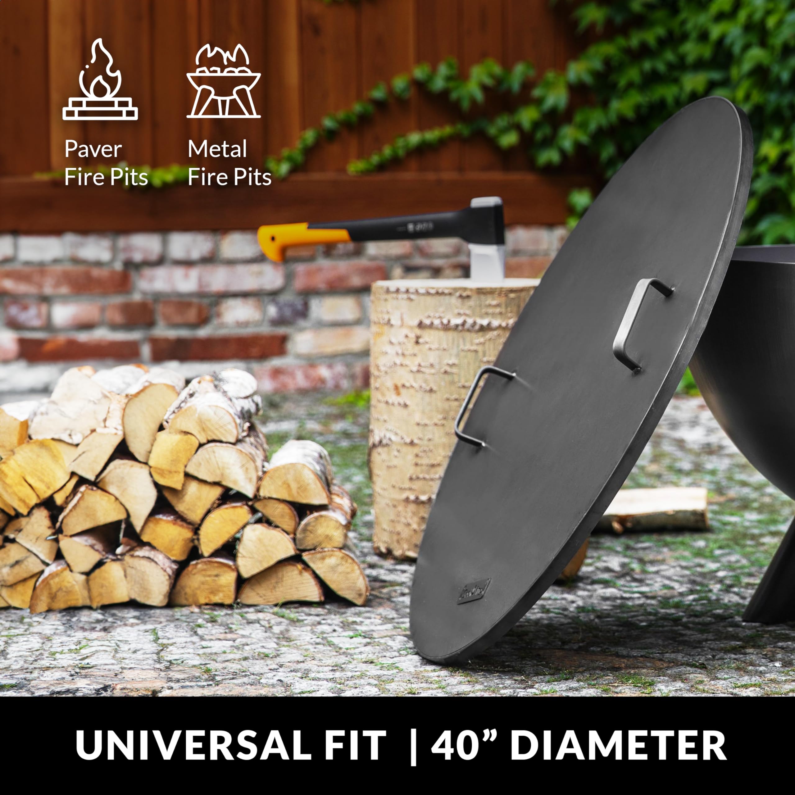 Fire Pit Round Cover Lid, 2mm Thickness, Fire Snuffer in Powder Coated ...