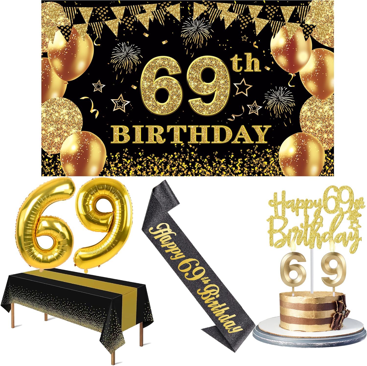 Amazon.com: 69th Birthday Decorations Men Women with 69th Birthday ...