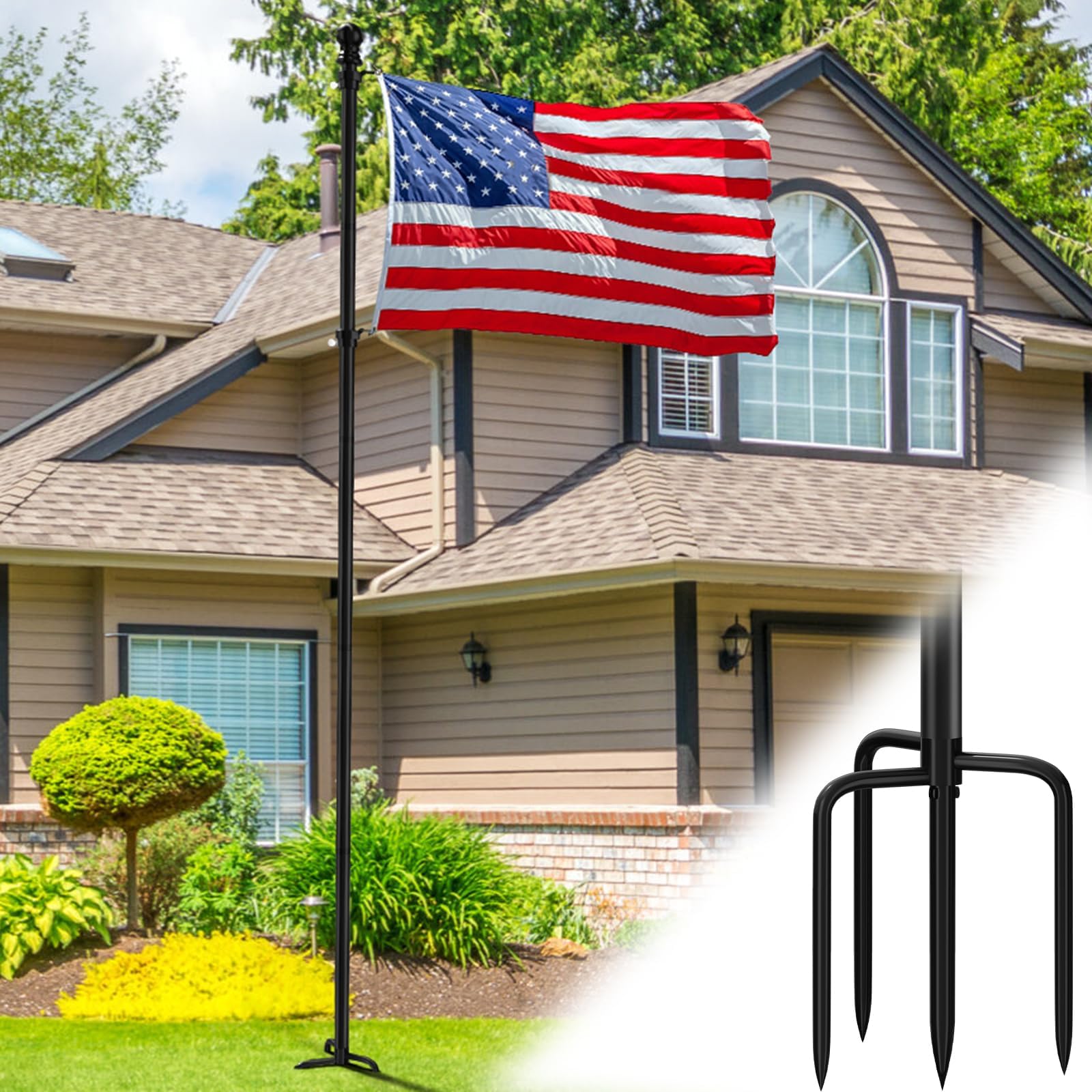 Amazon.com : IIOPE 10FT Residential In Ground Flag Pole,Resist Wind ...
