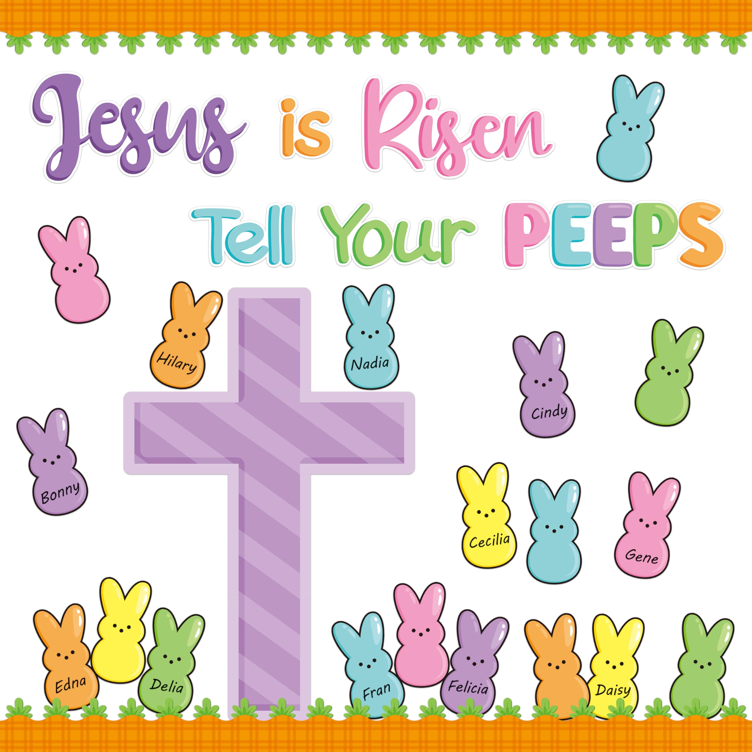 Snapklik.com : Easter Peeps Bulletin Board - 77Pcs Easter Jesus Is ...