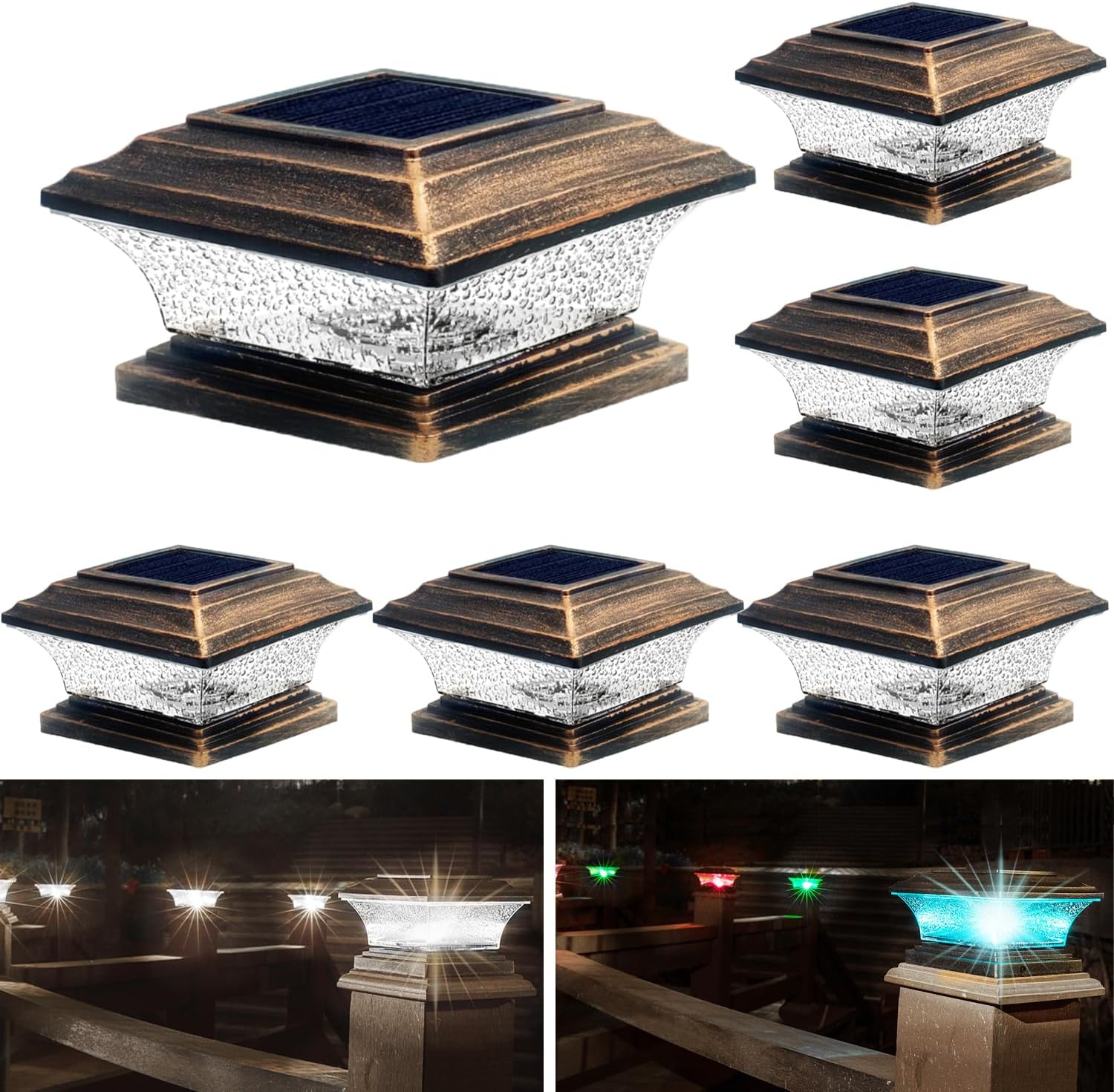 HUYIENO Solar Post Cap Lights Outdoor LED Lighting Deck Fence Two Modes ...