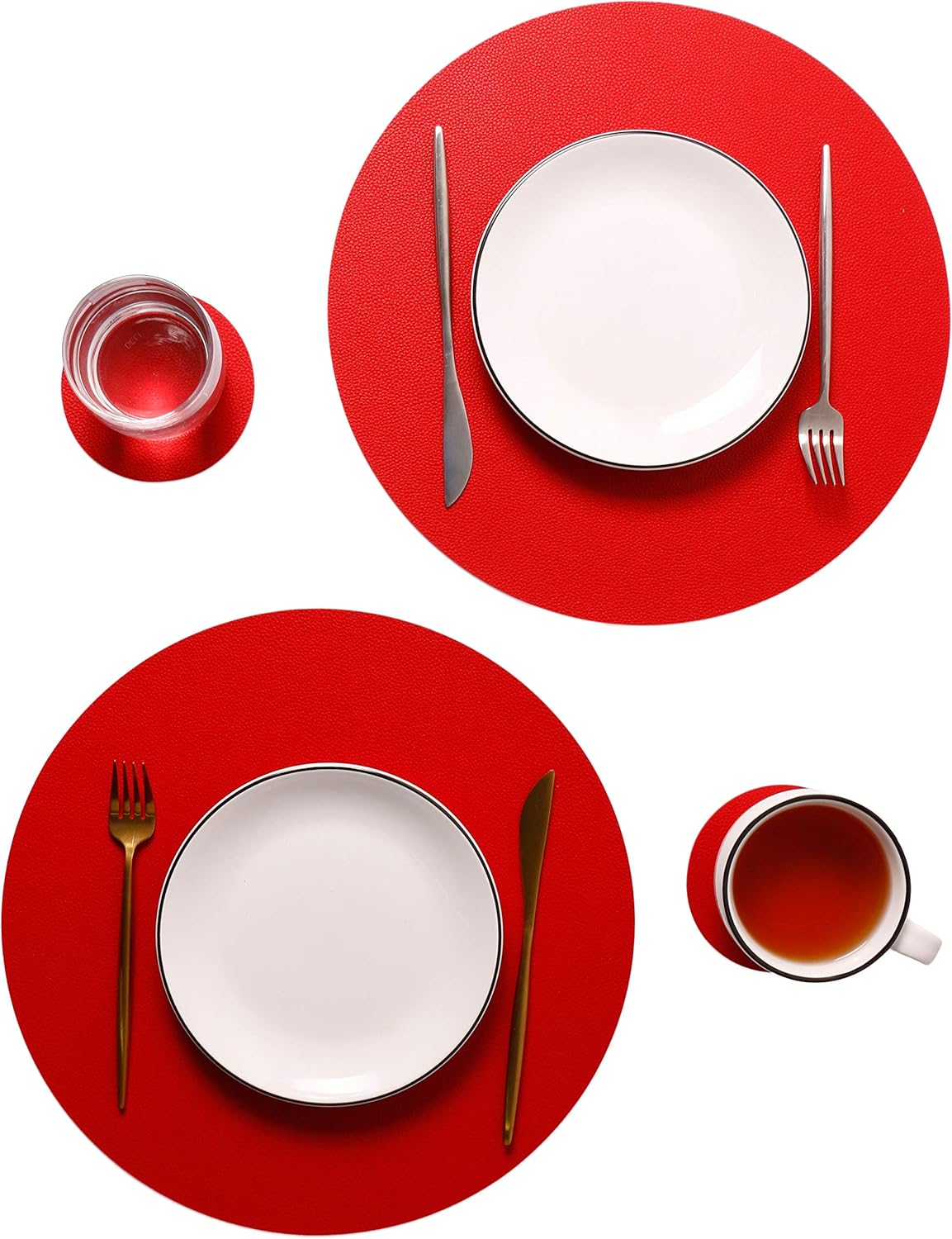 Amazon.com: Wipeable Placemats and Coasters Leather Table Mats ...