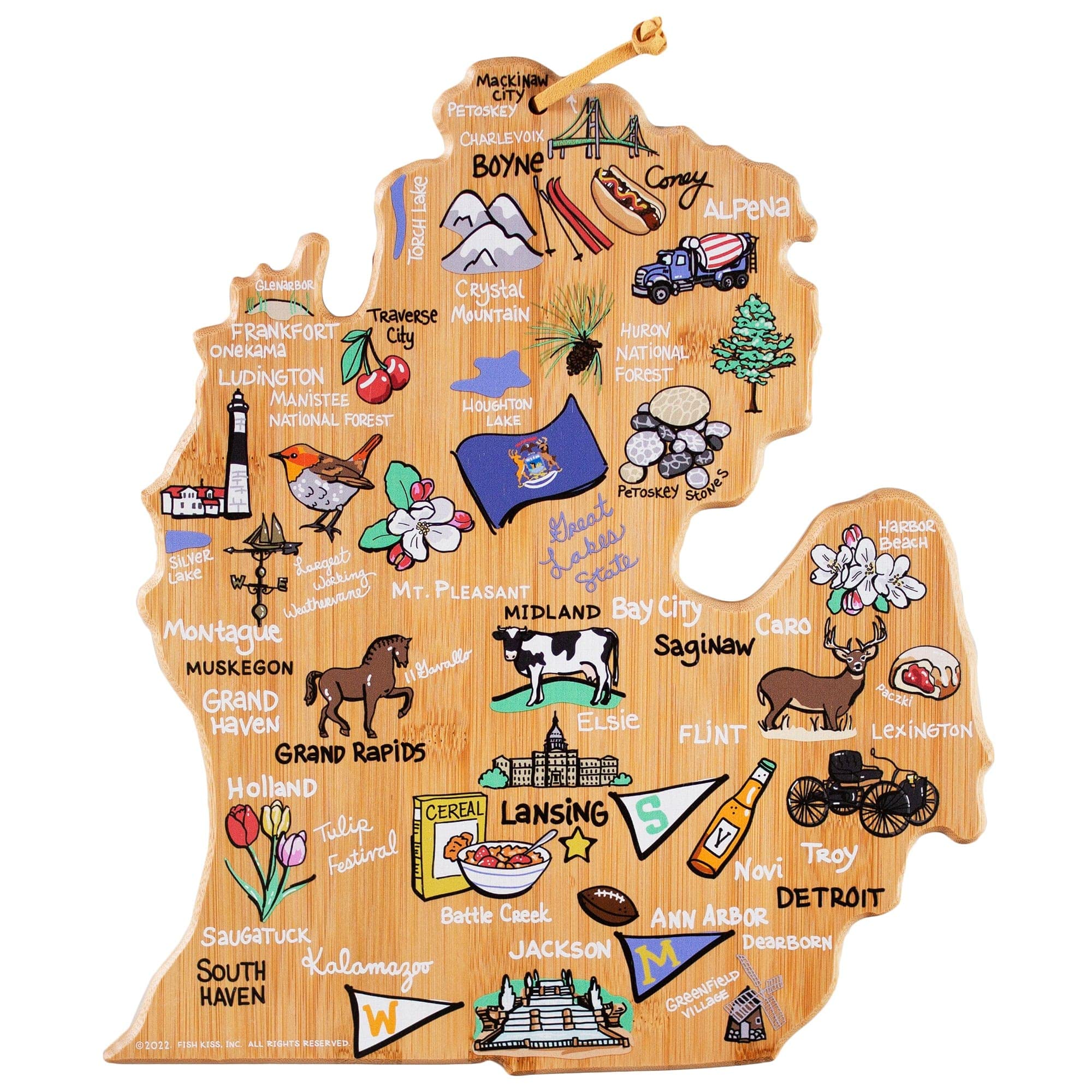 Amazon.com | Totally Bamboo Michigan State Shaped Cutting Board and ...