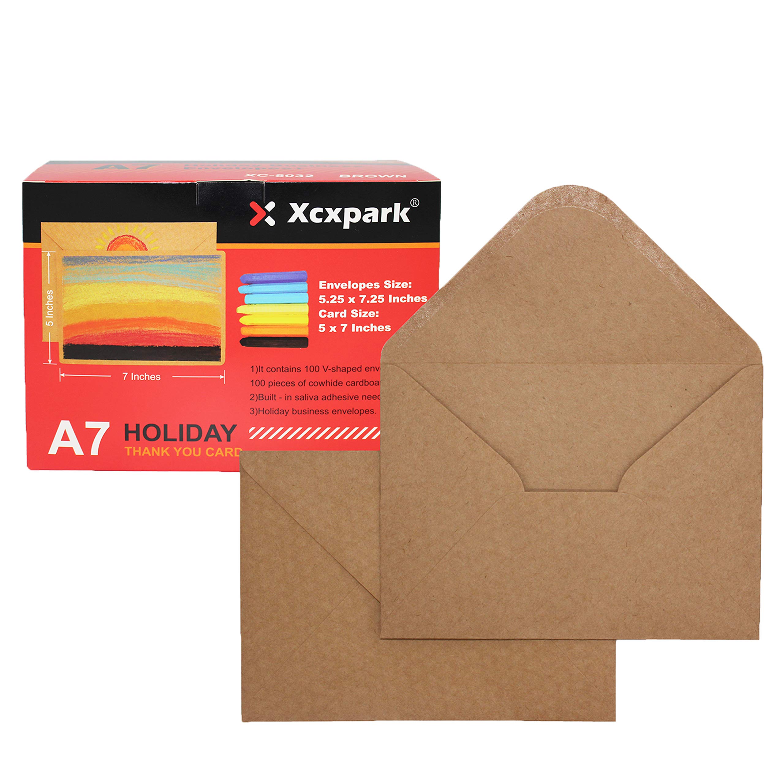 Xxcxpark 100 Pack A7 tear tape Envelopes and 100 Pack unfoldable blank ...