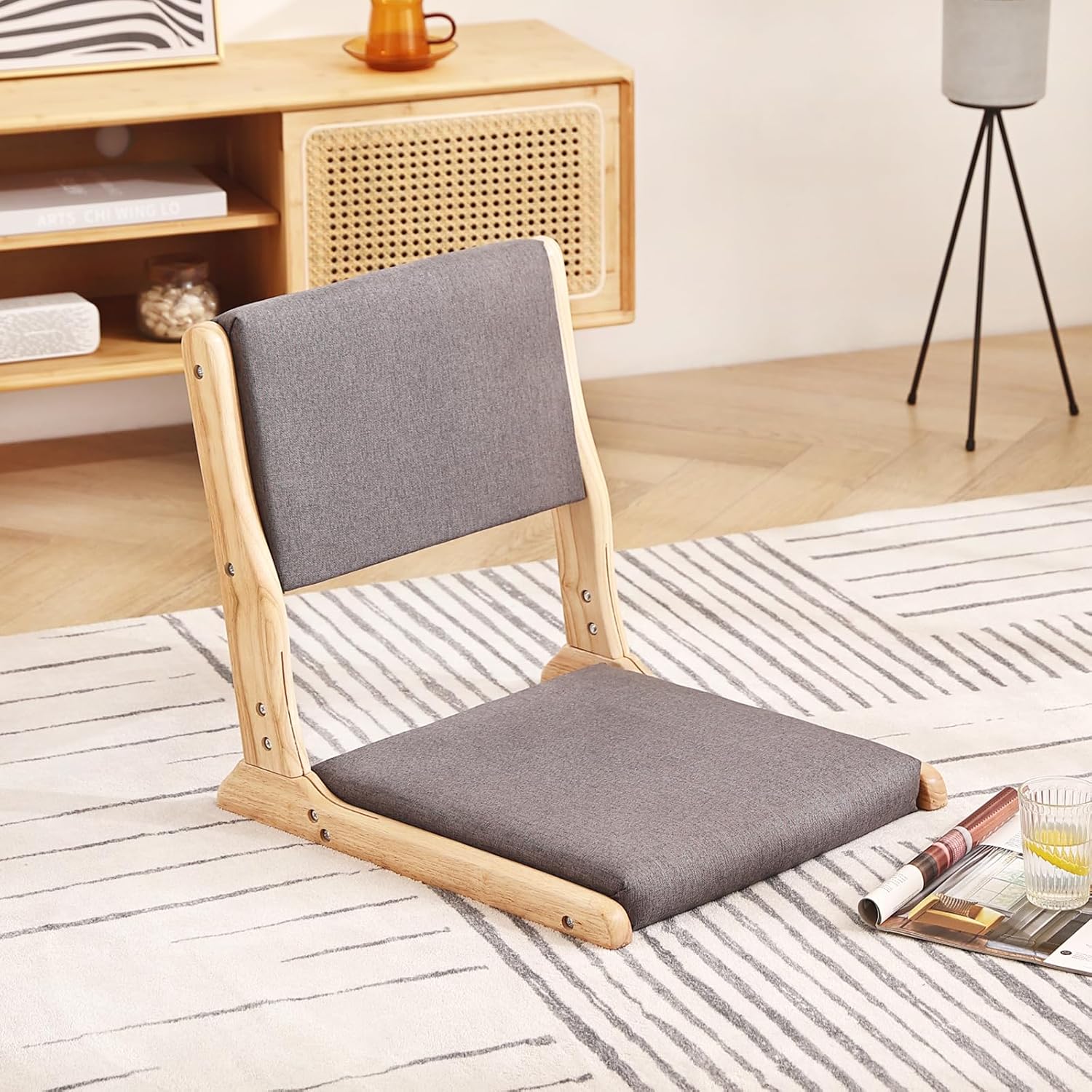 Amazon.com: Foldable Tatami Chair, Japanese loor Chair, Wood Legless ...
