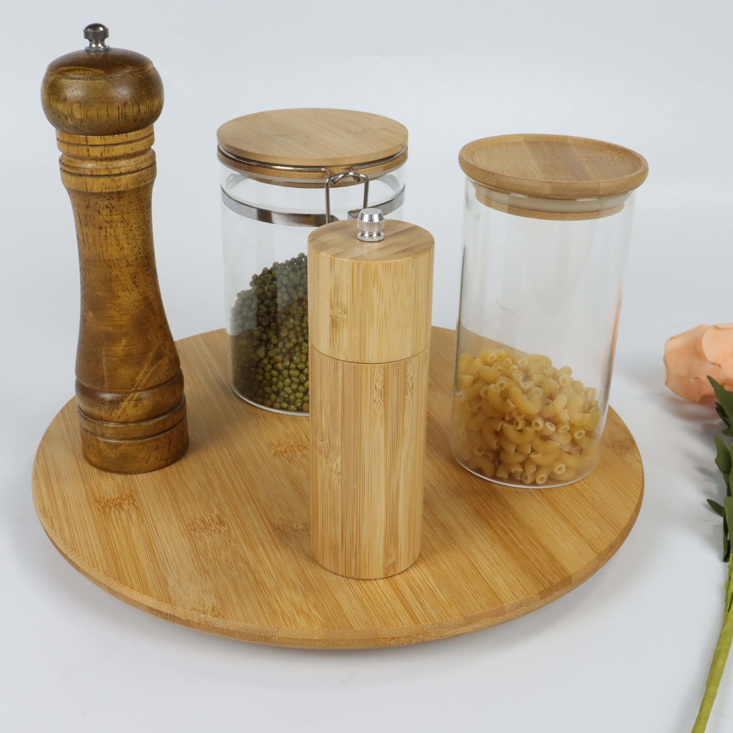 Amazon.com - Bamboo Lazy Suzan Turntable Organizer -Multi-Use Premium ...