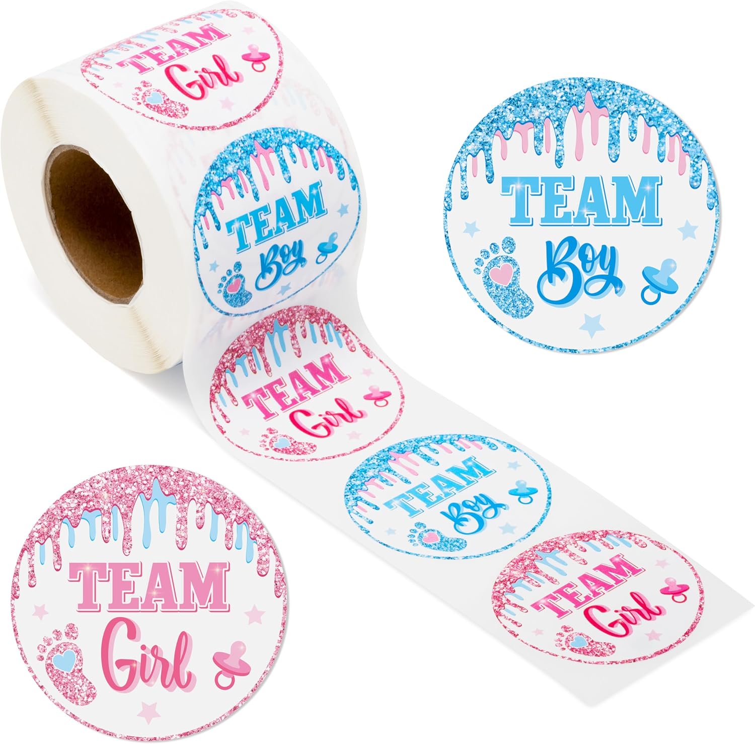 Amazon.com: FeuuWamme Glitter Gender Reveal Stickers - 500Pcs Party ...