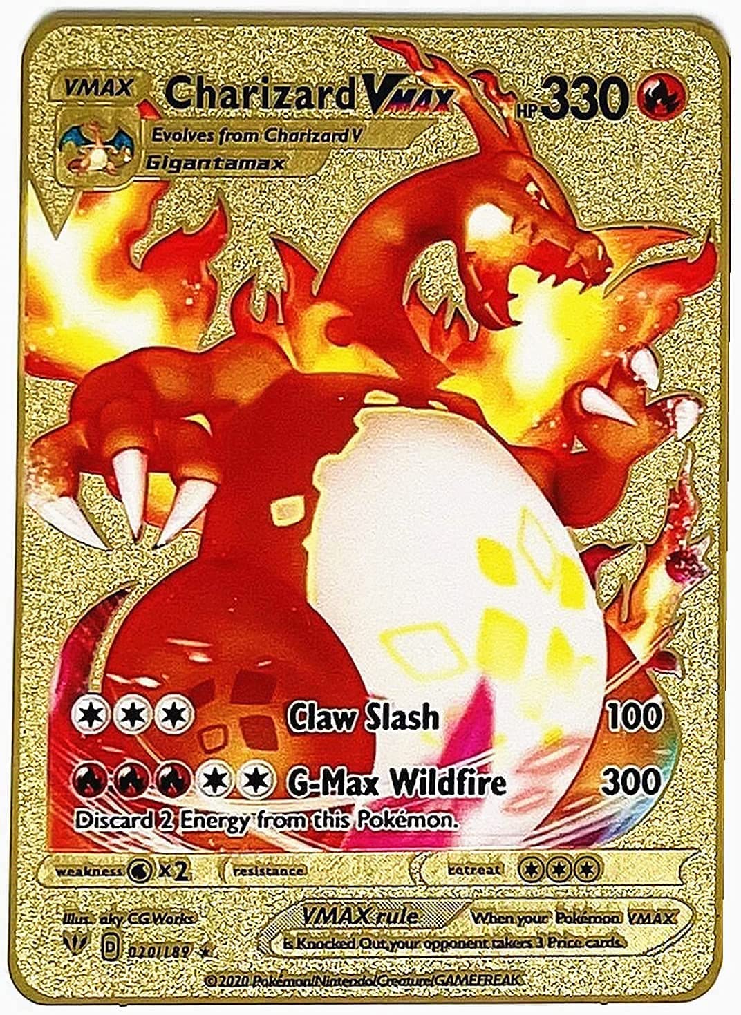 Charizard Vmax Dx Hp 330 Collectible Gold Metallic Pokemon Card ...
