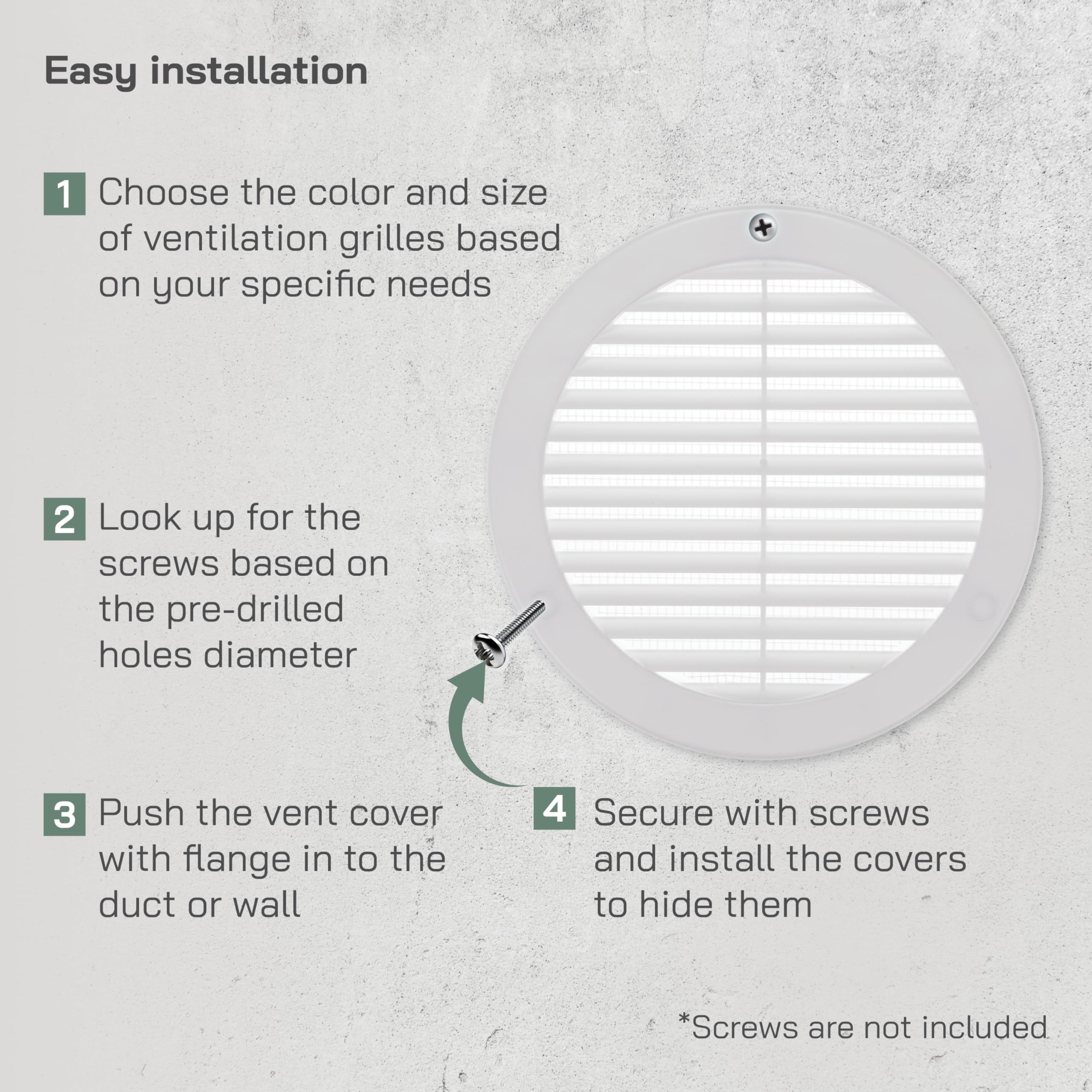 Vent Systems 125 mm / 5″ Inch White Soffit Vent Cover with Flange Round ...