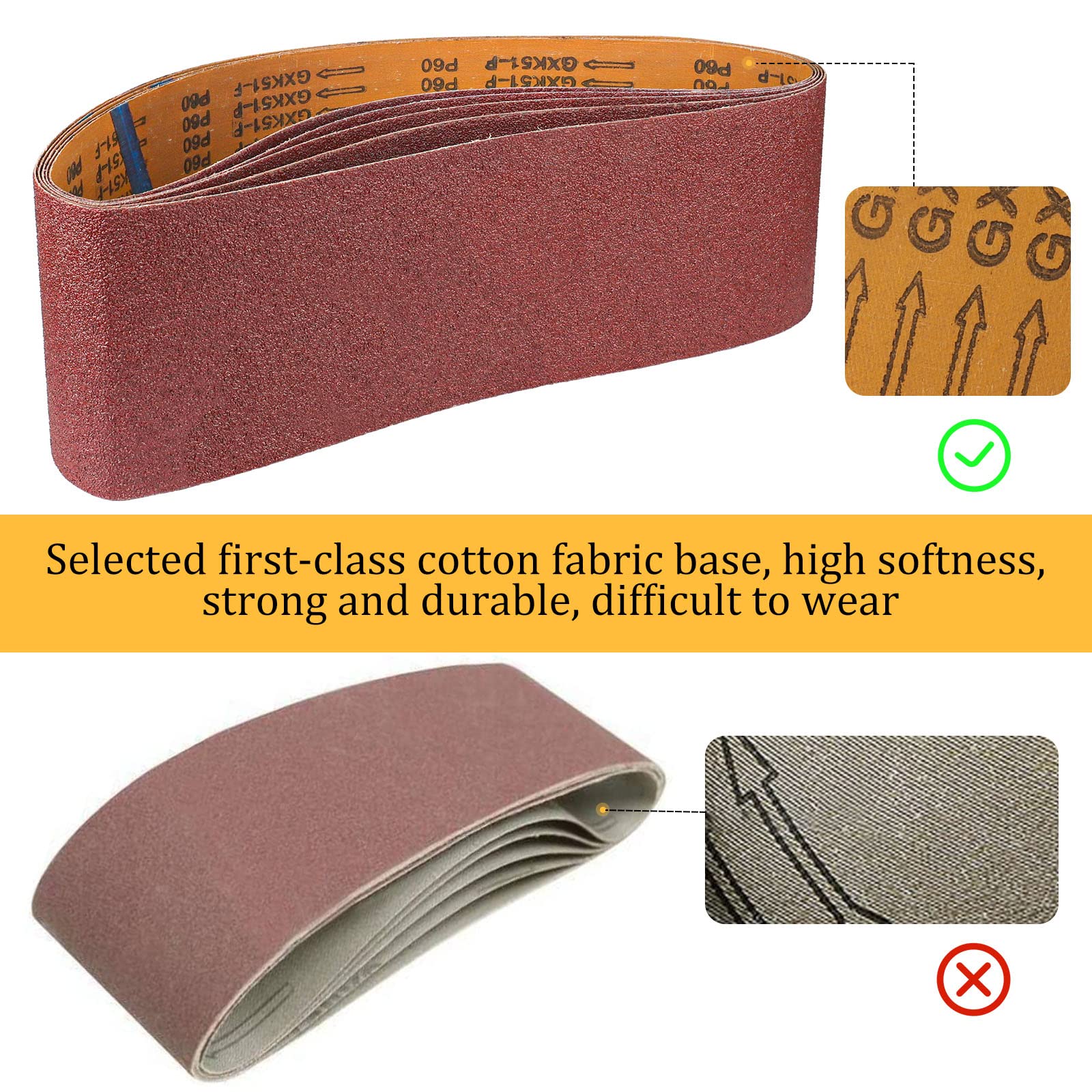 Snapklik.com : Sanding Belt 4 X 24 Inch,Belt Sander Belts 80 Grits,Best ...