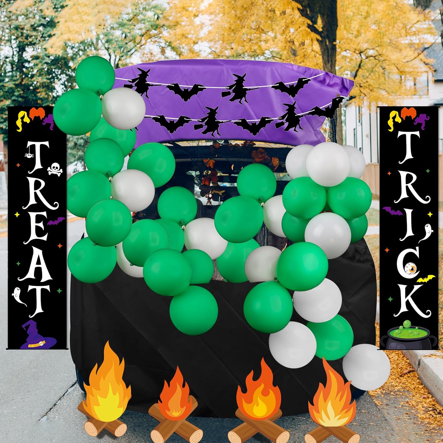 Amazon.com: 46PCS Halloween Witches Trunk or Treat Car Decorations ...