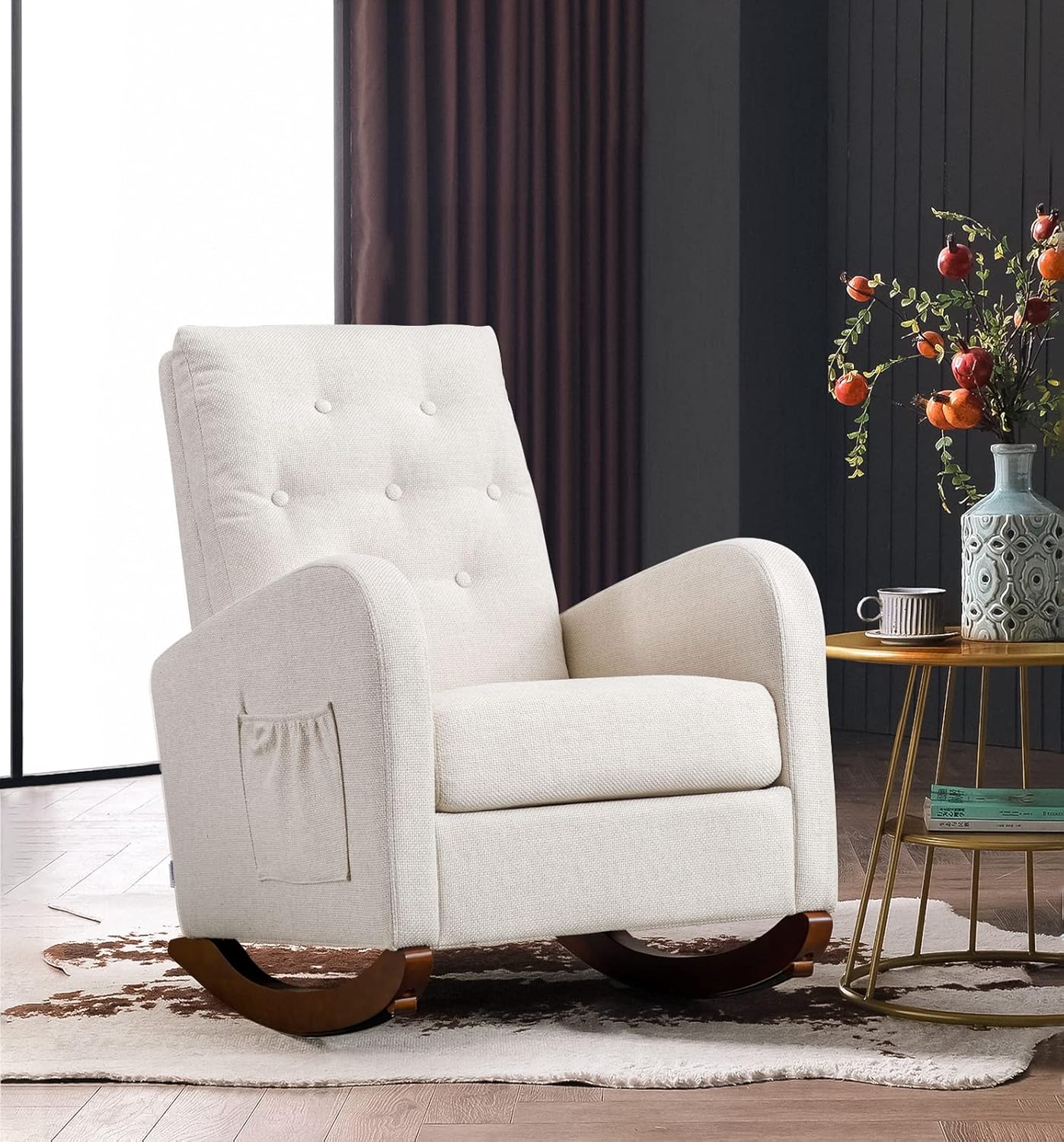 Amazon.com: KINFFICT Comfy Rocking Chair, Upholstered Accent Glider ...